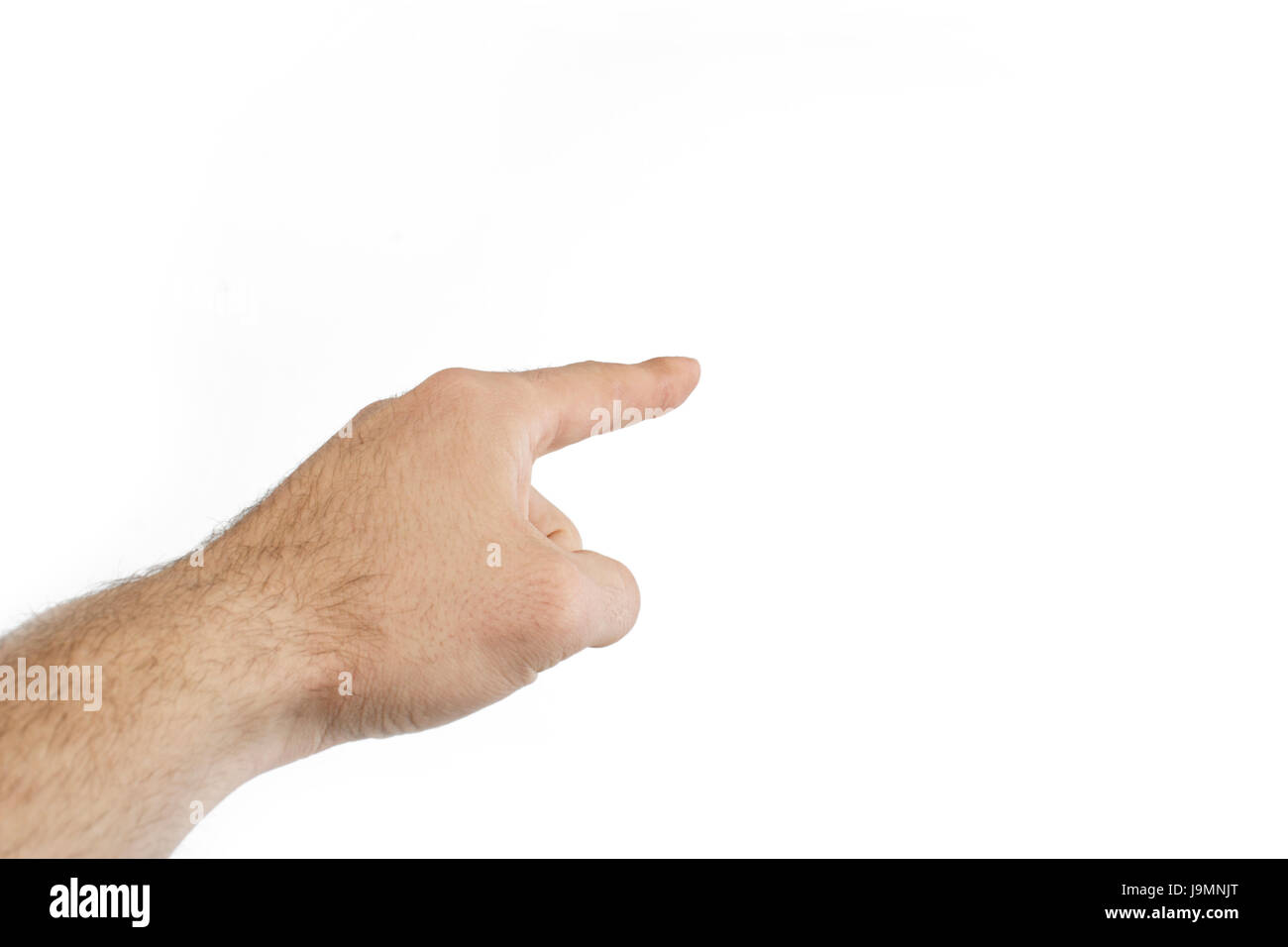 Gesture of the hand with the index finger isolated on white background ...