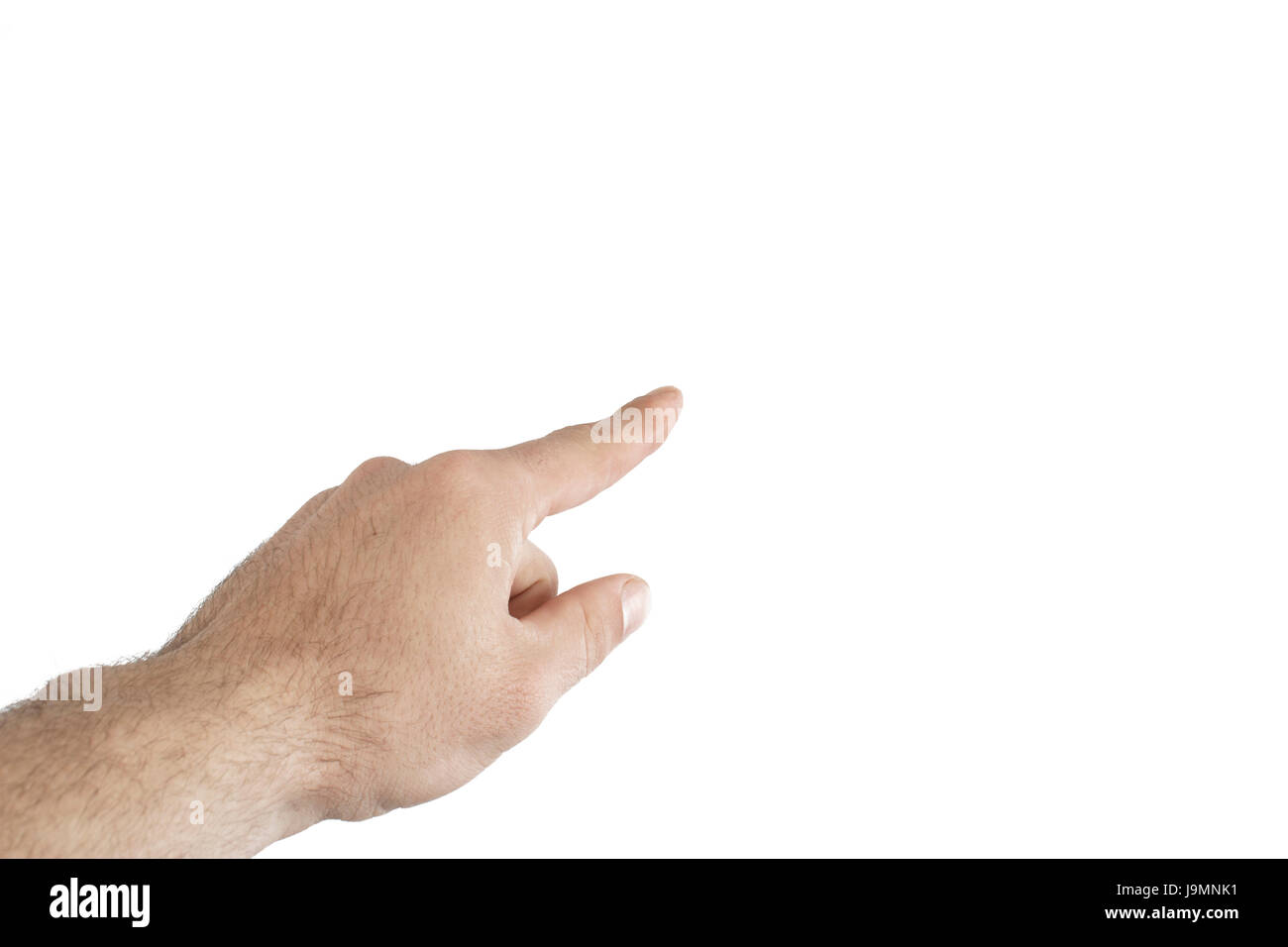 Men's hand with the index finger isolated on white background Stock ...