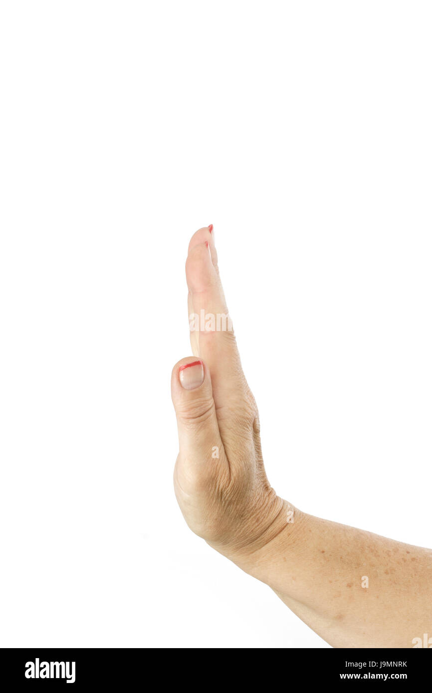 Old female's hand isolated on white background Stock Photo - Alamy