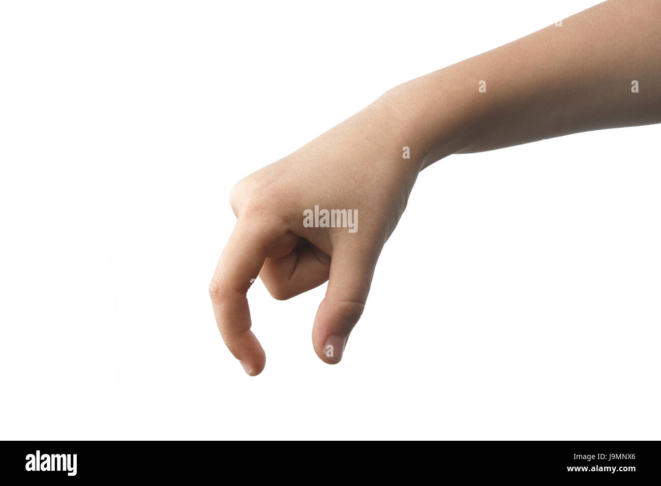 Child hand pick up object isolated on white background. Little children ...