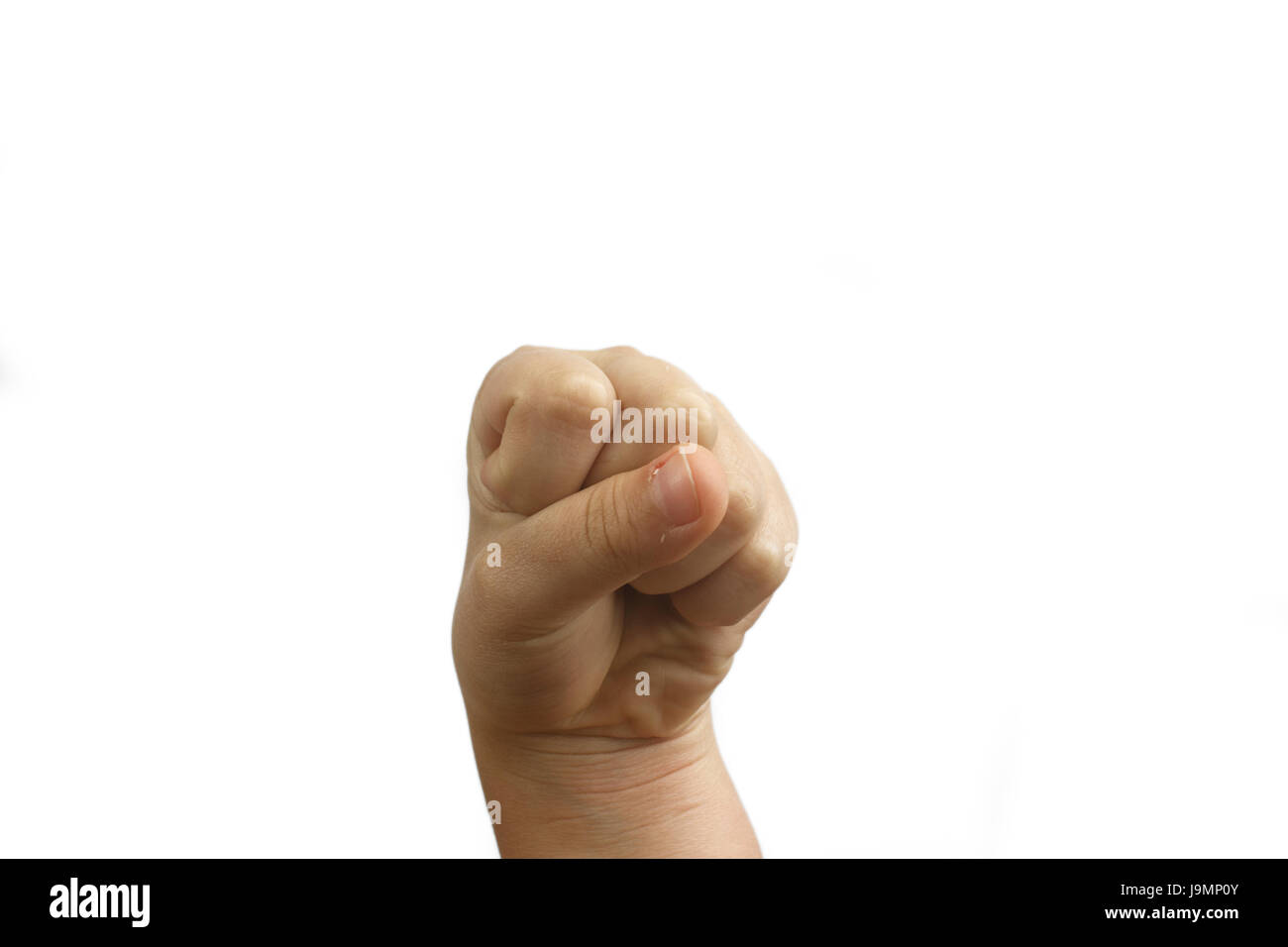 Fist of a child on a white background Stock Photo - Alamy