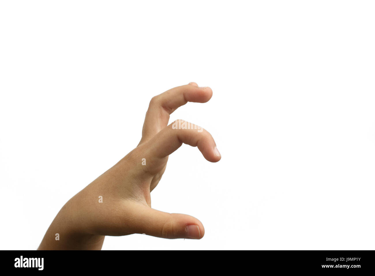 Child hand isolated on white background. Gesture hand sign Stock Photo ...