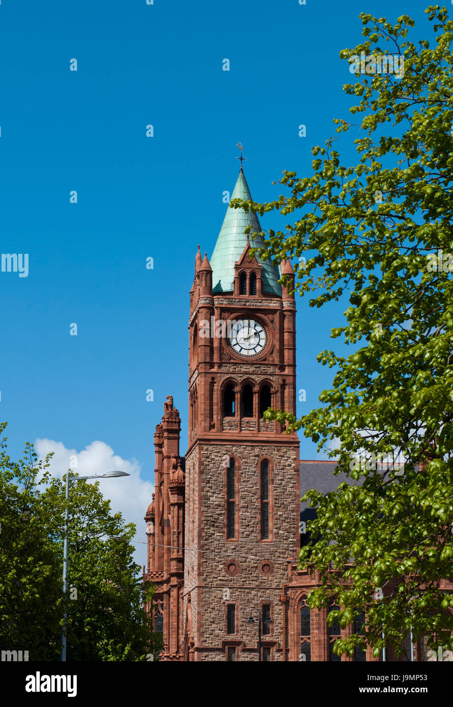clock, ireland, north, building, blue, tower, travel, architectural ...