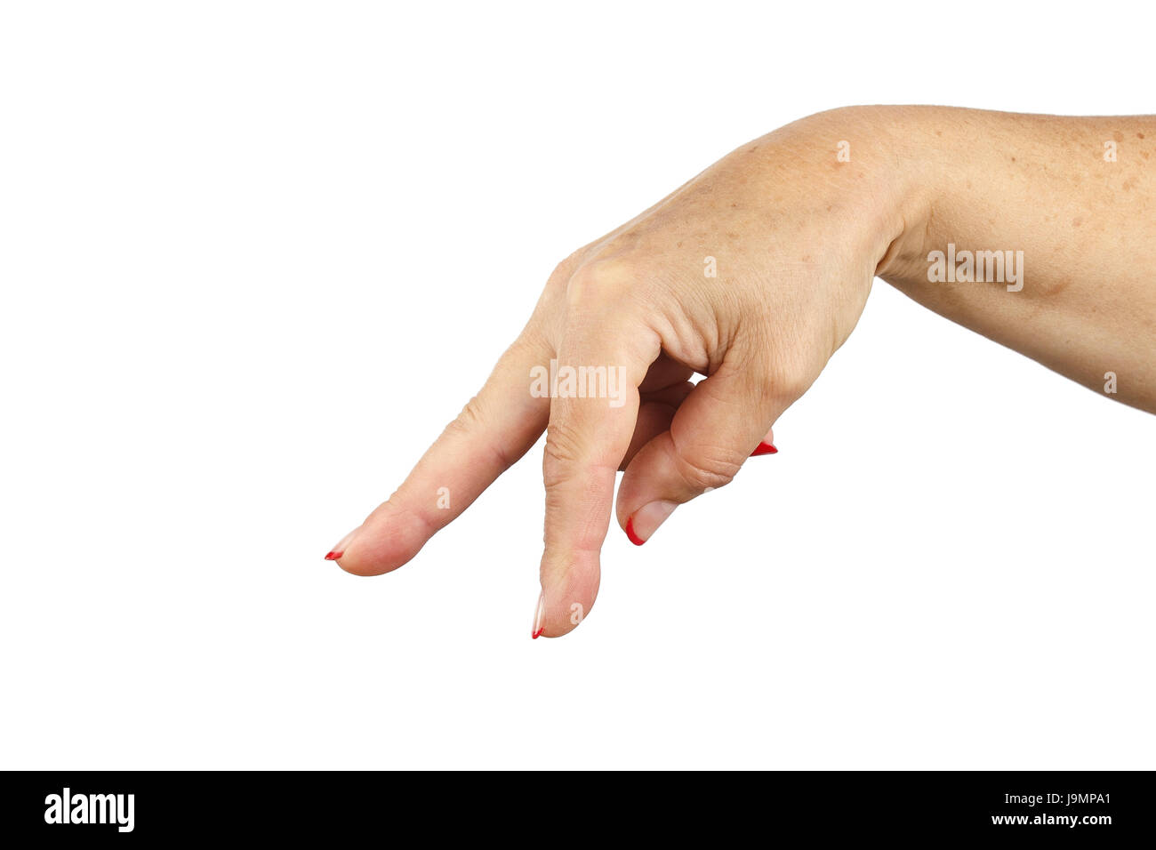 Woman hand showing the walking fingers isolated on white background ... Woman hand showing the walking fingers isolated on white background ...