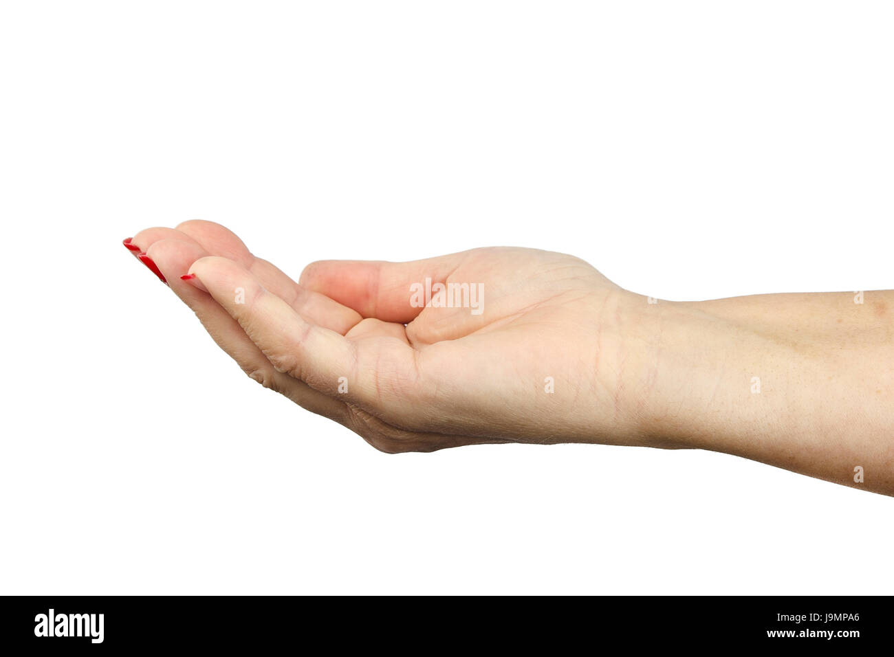 Open woman hand isolated on white background, clipping path Stock Photo ...
