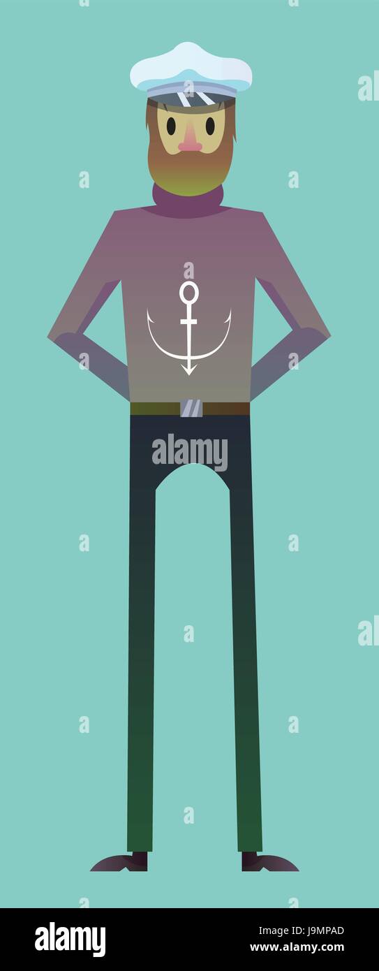 Digital vector, sailor man character for infographics, beard and red ...