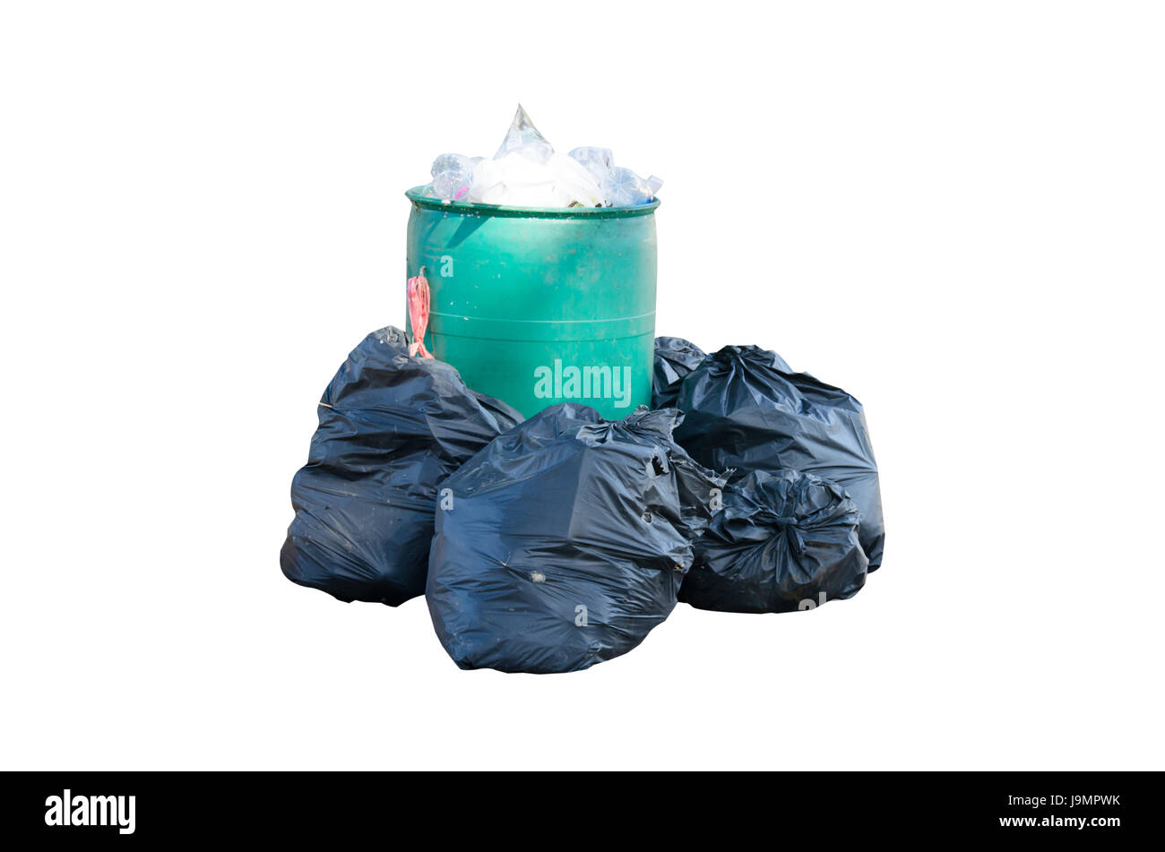 bin and trash bags on the white background Stock Photo - Alamy