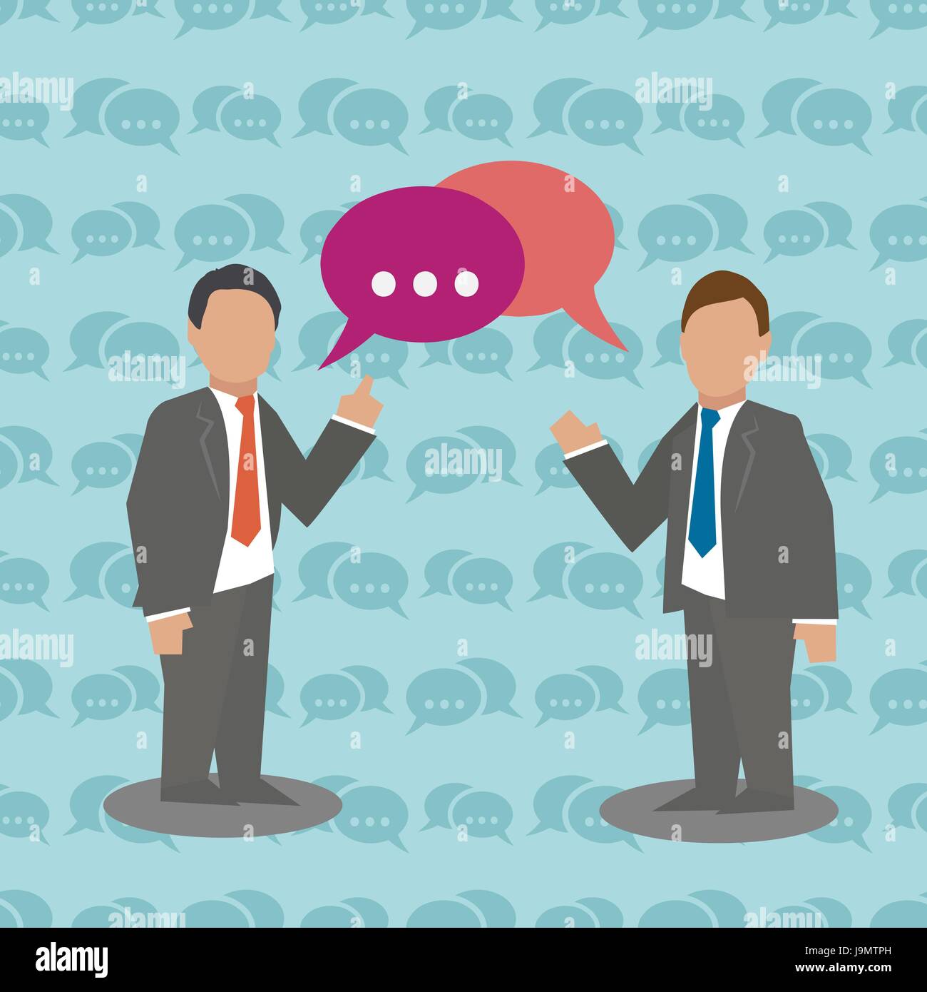 Communication Two businessmen with speech bubble Stock Vector Image ...