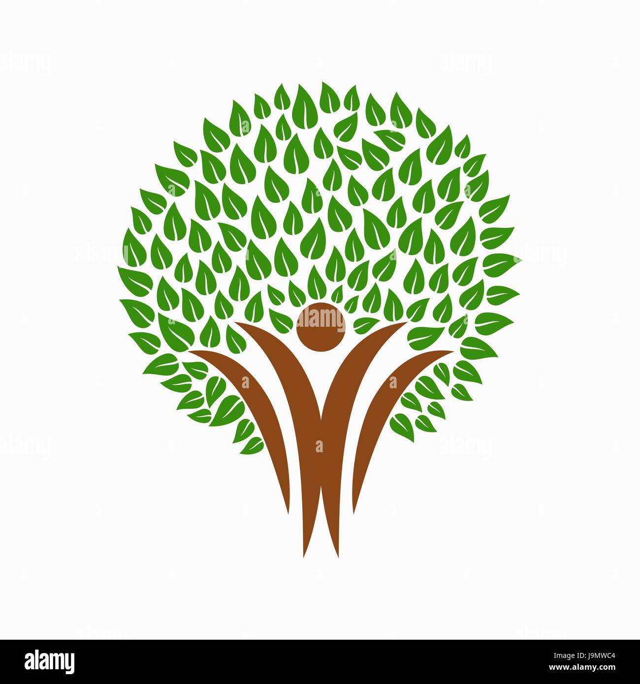 Green tree symbol with people silhouettes. Concept illustration for ...