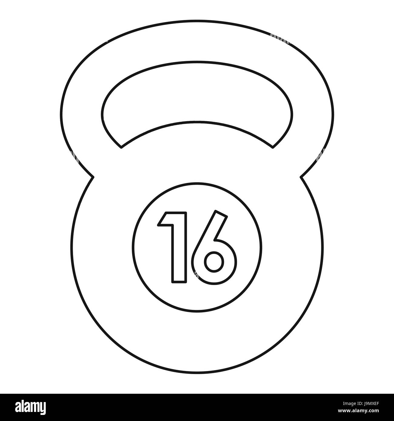 Kettlebell 16 kg icon, outline style Stock Vector Image & Art - Alamy