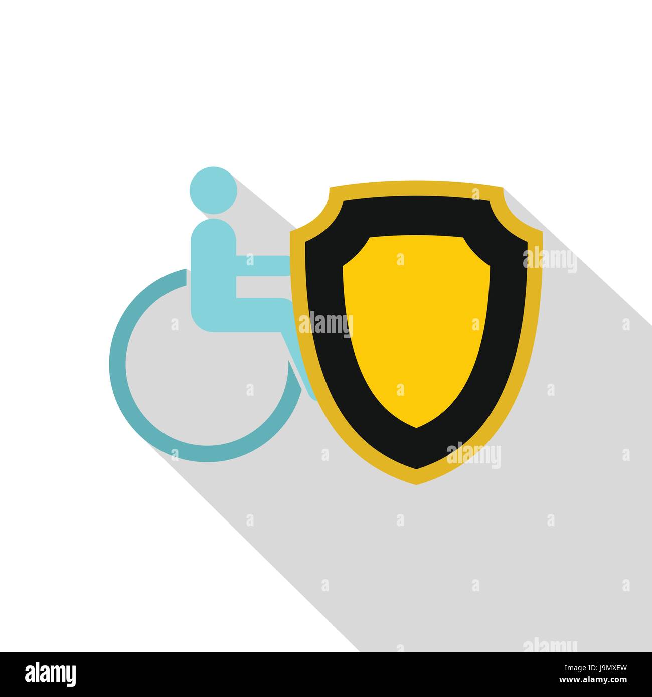 Wheelchair and safety shield icon, flat style Stock Vector Image & Art ...