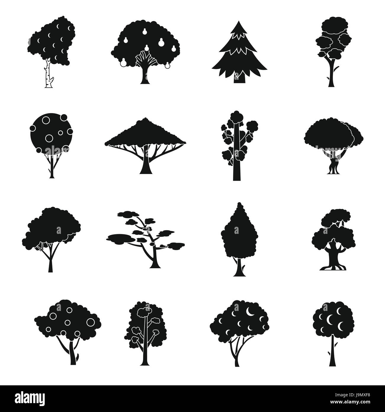 Trees icons set, simple style Stock Vector Image & Art - Alamy