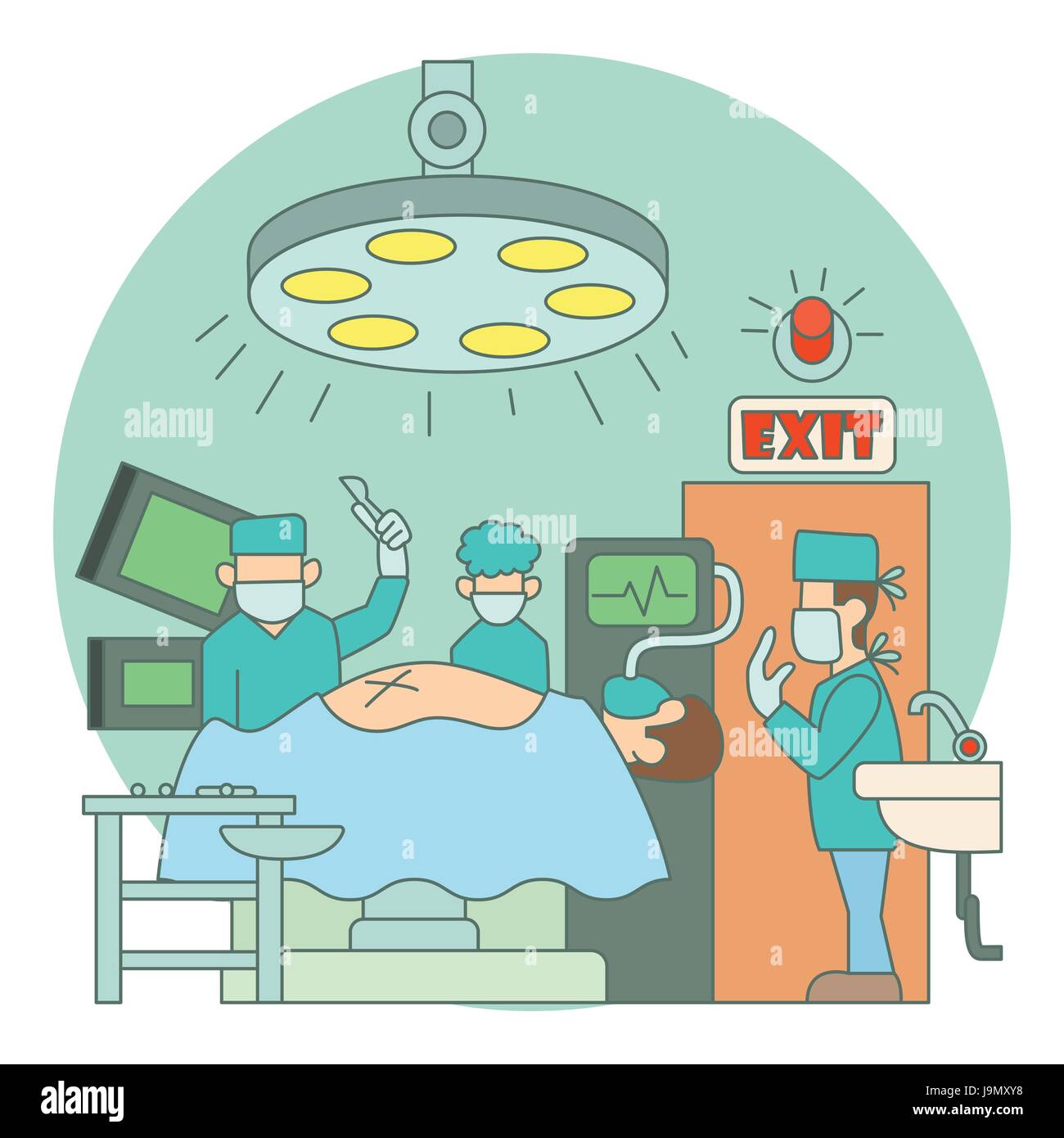 Surgical operation in hospital concept, flat style Stock Vector Image ...