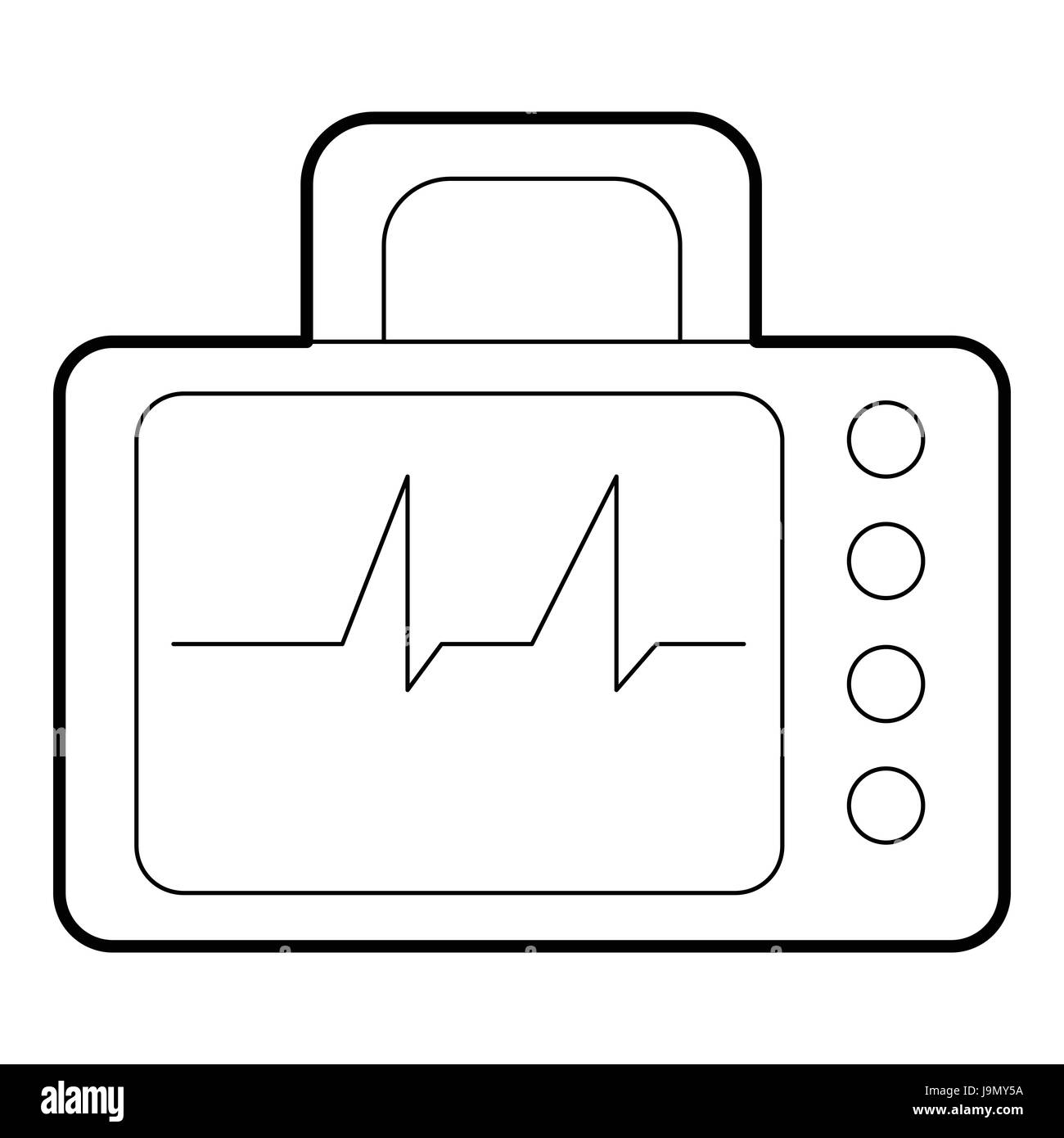 Monitor with cardiogram icon, outline style Stock Vector Image & Art ...