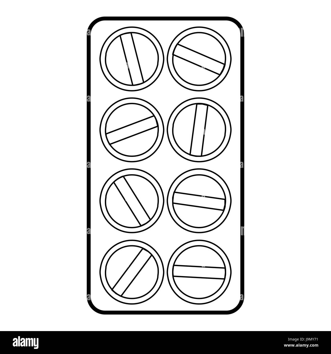 Packaging of round tablets icon, outline style Stock Vector Image & Art ...