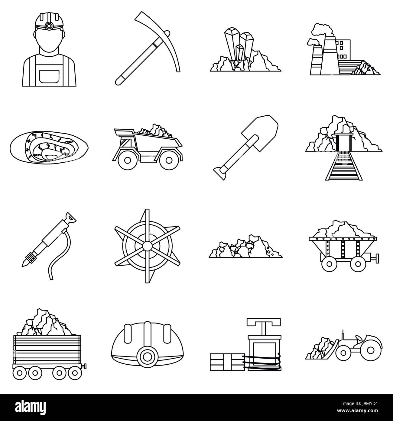 Miner icons set, outline style Stock Vector Image & Art - Alamy