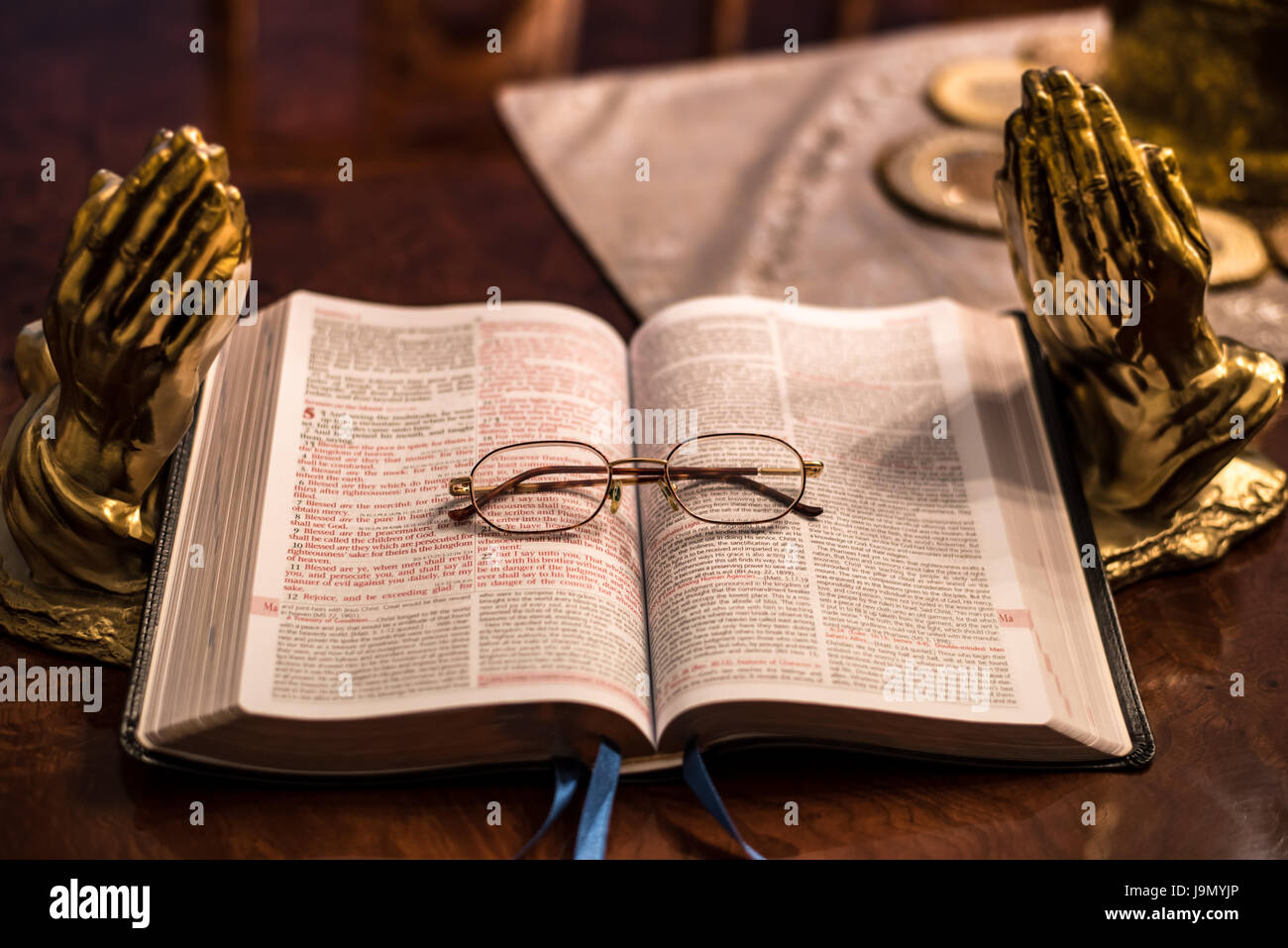 Reading The Bible Stock Photo - Alamy