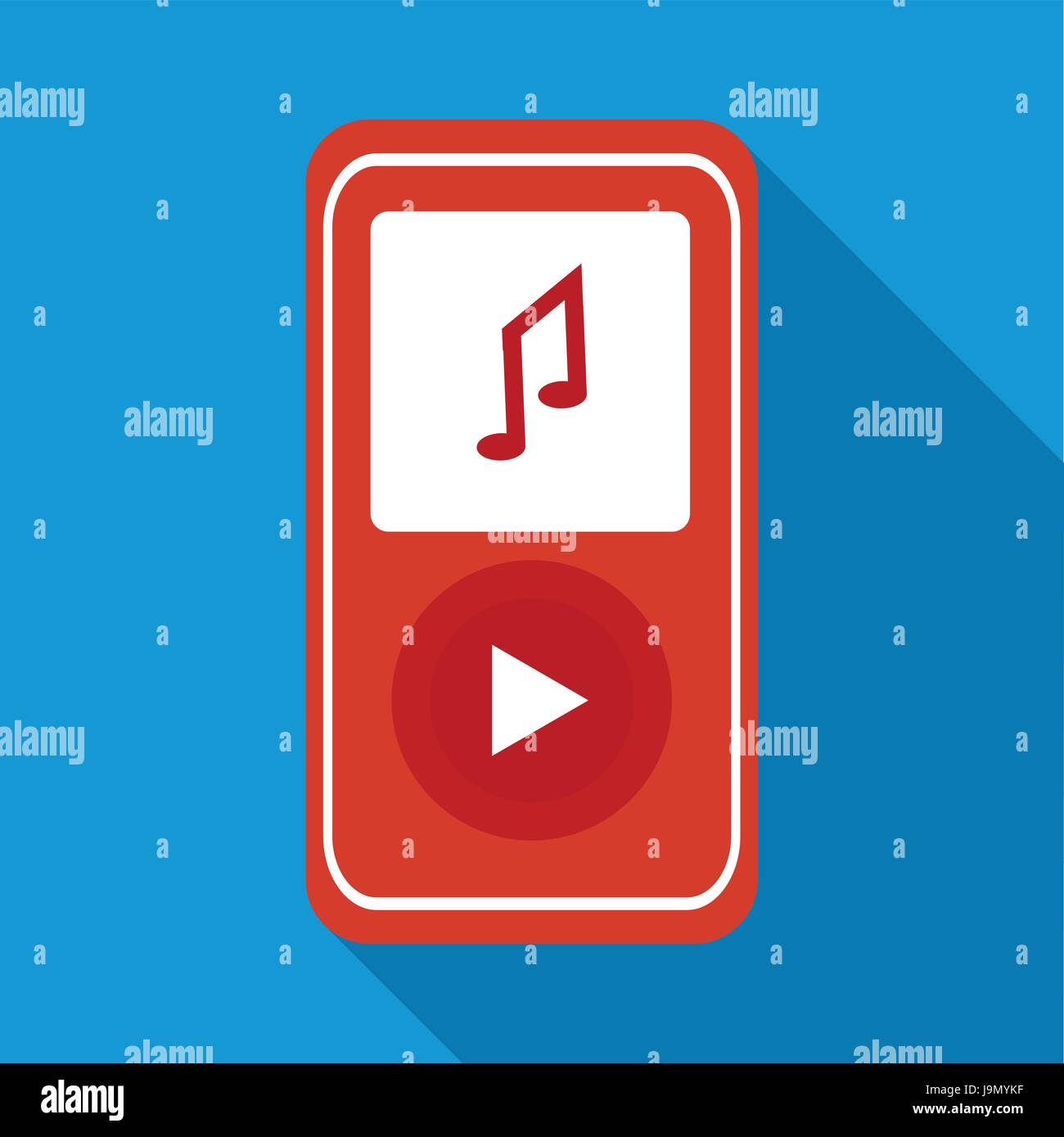 Red music player icon, flat style Stock Vector Image & Art - Alamy