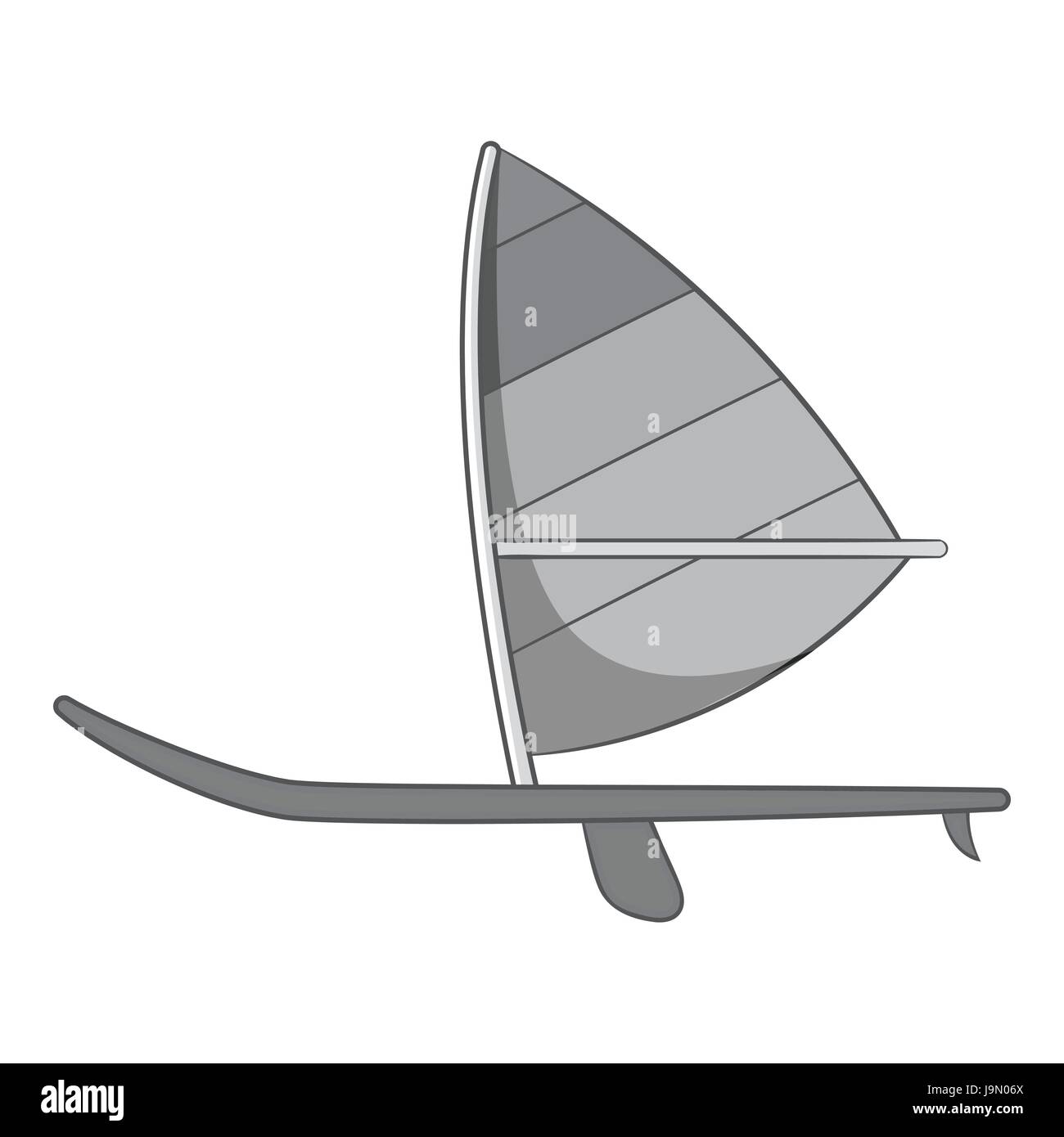Sport boat with sail icon, gray monochrome style Stock Vector Image ...