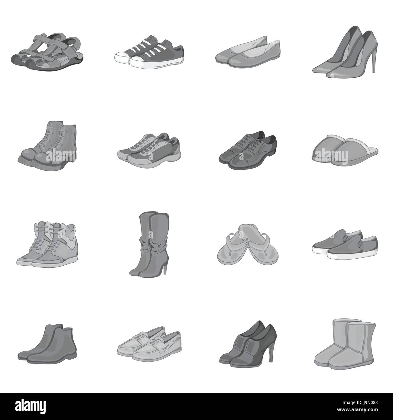 Shoe icons set, gray monochrome style Stock Vector Image & Art - Alamy
