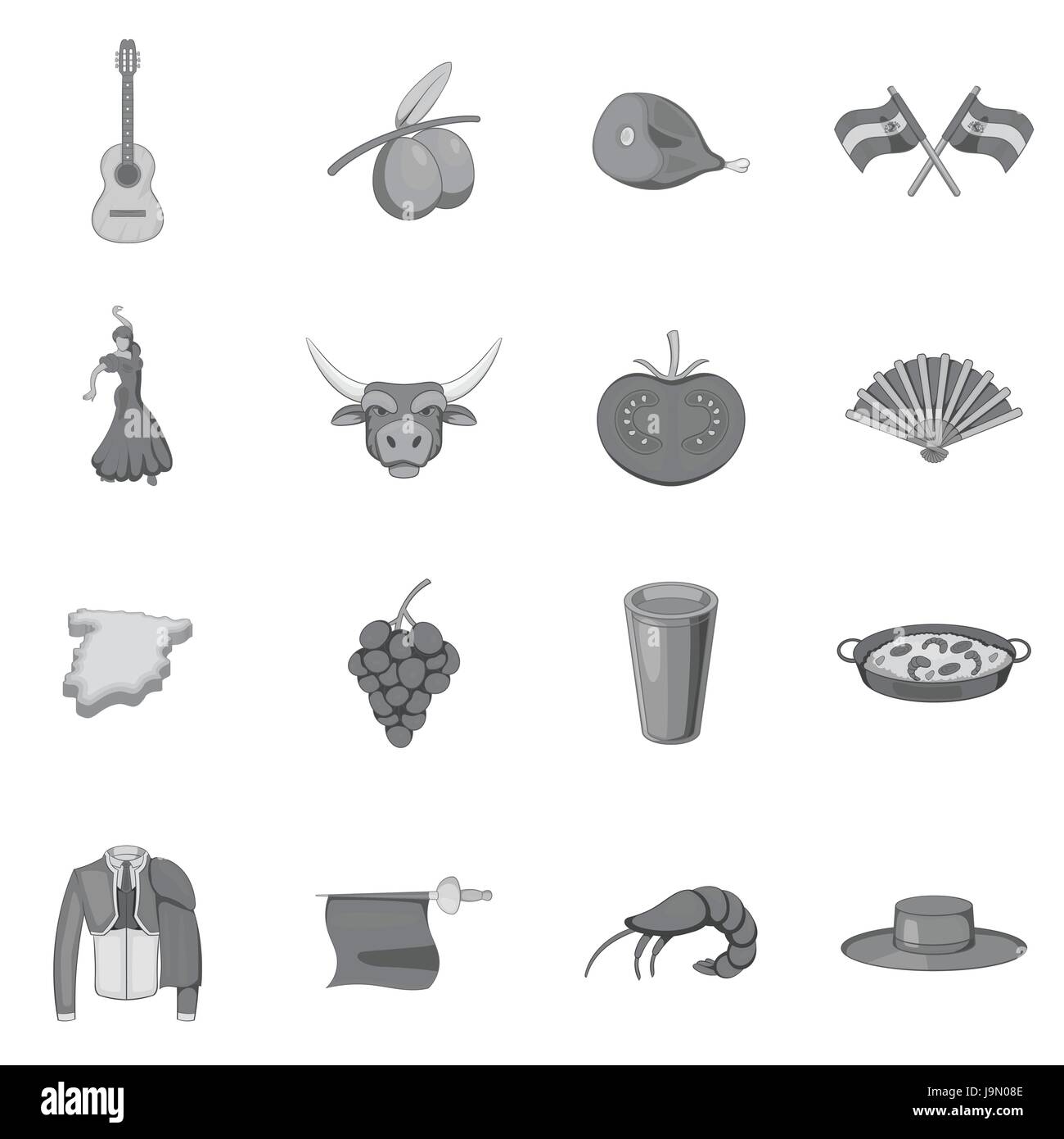 Spain icons set, gray monochrome style Stock Vector Image & Art - Alamy