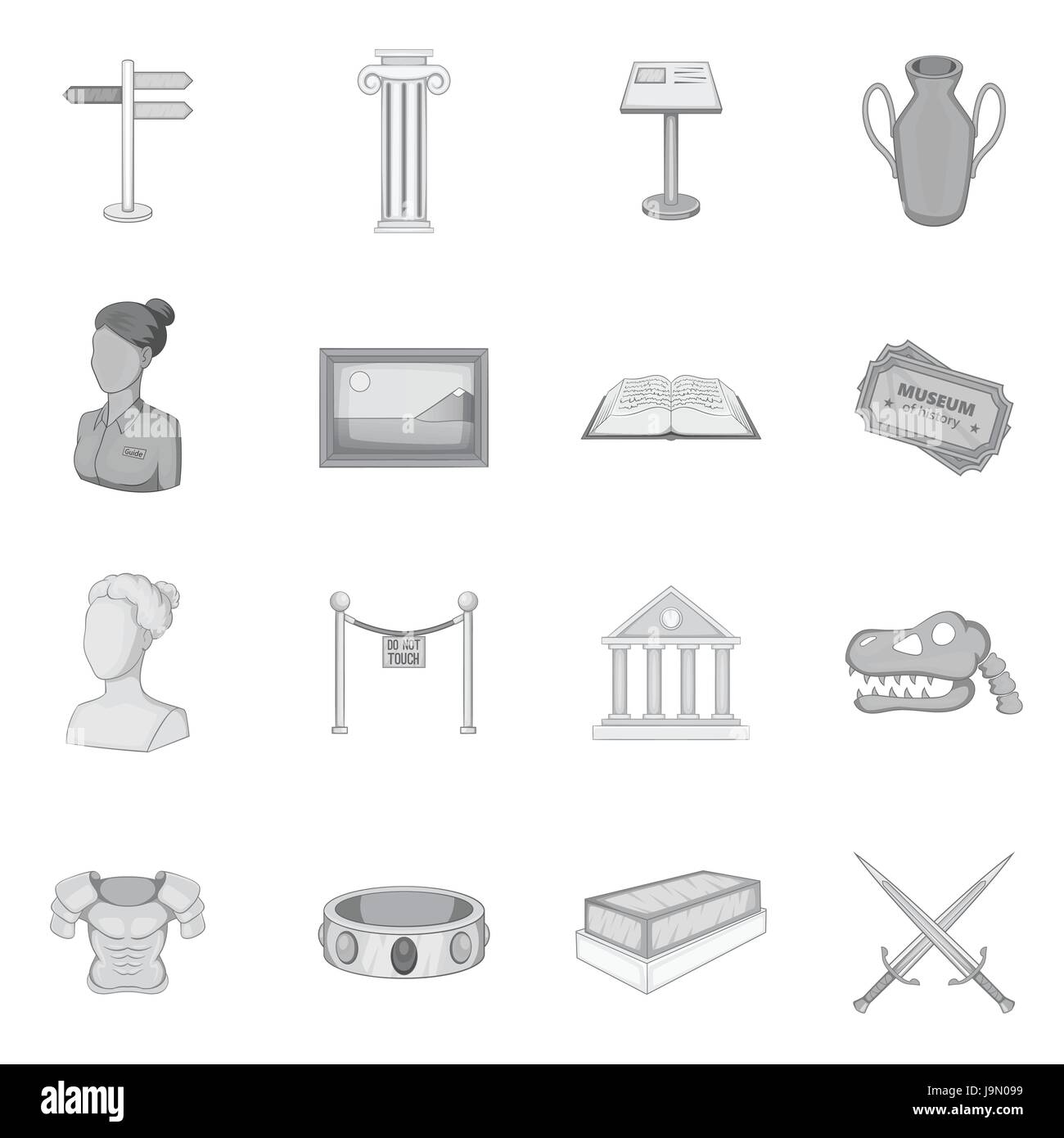 Museum icons set, gray monochrome style Stock Vector Image & Art - Alamy