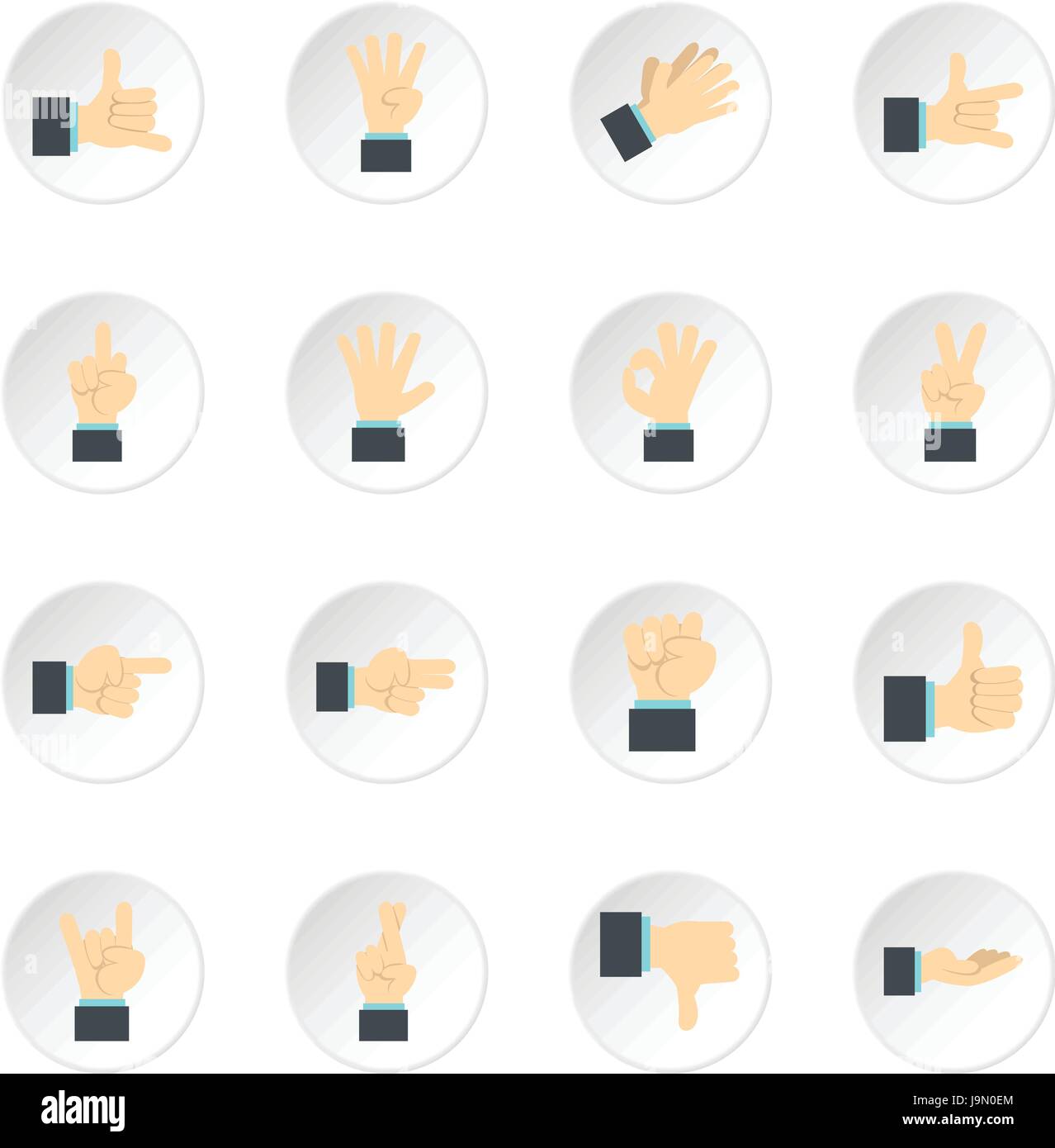 Hand gesture icons set, flat style Stock Vector Image & Art - Alamy