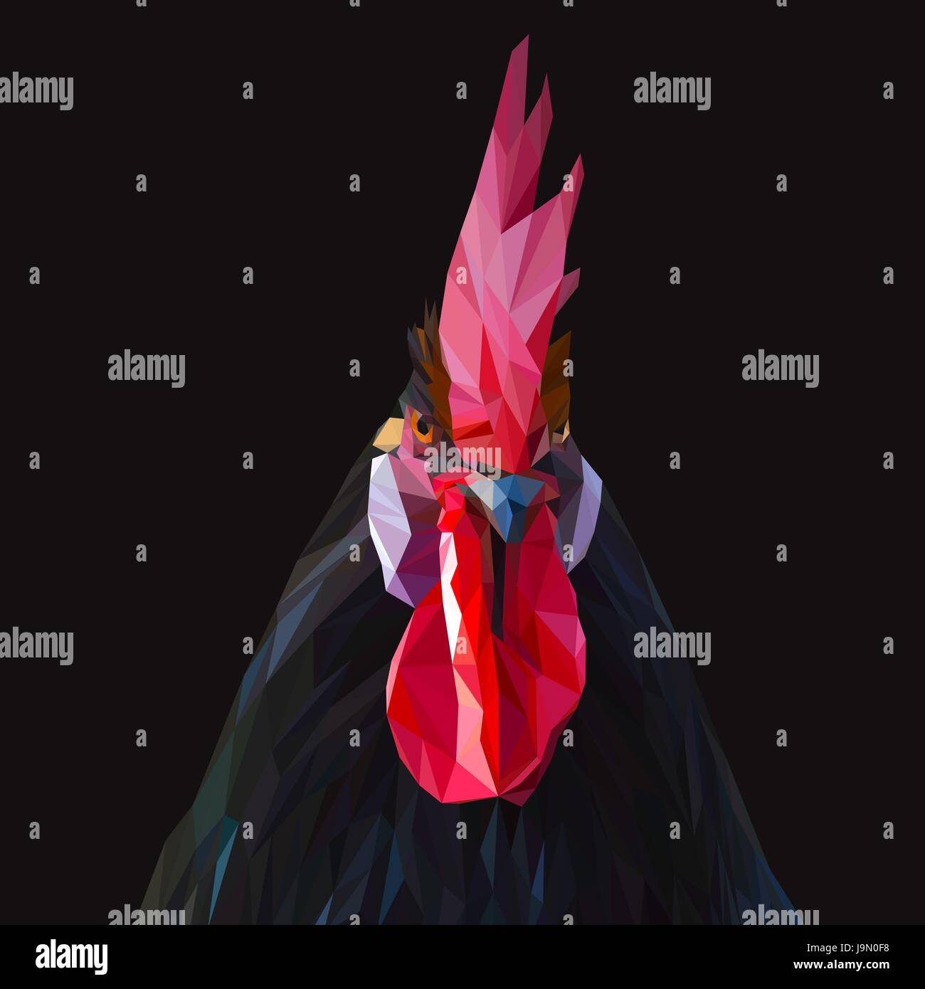 Rooster low poly design. Triangle vector illustration Stock Vector ...