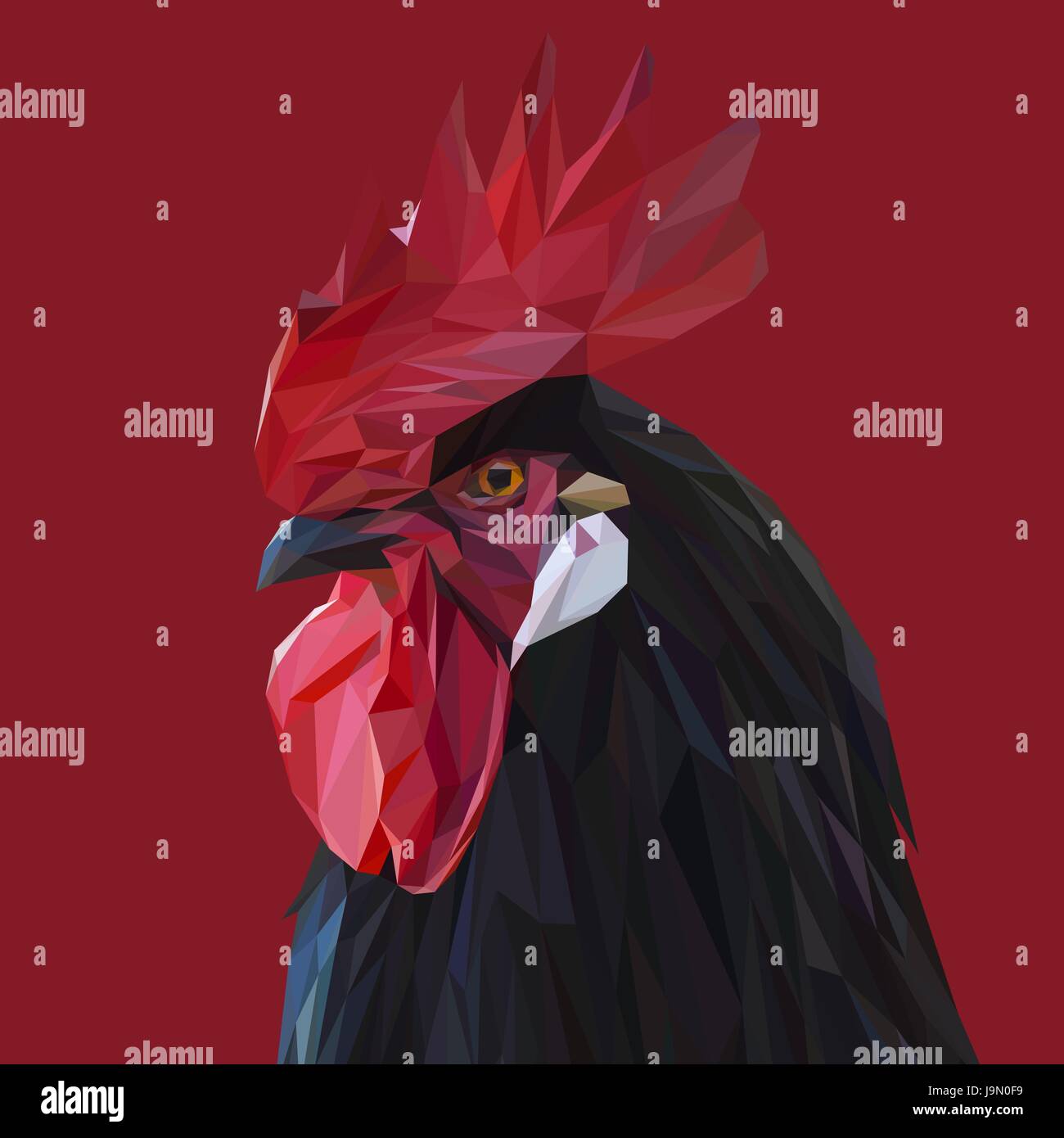 Rooster low poly design. Triangle vector illustration Stock Vector ...