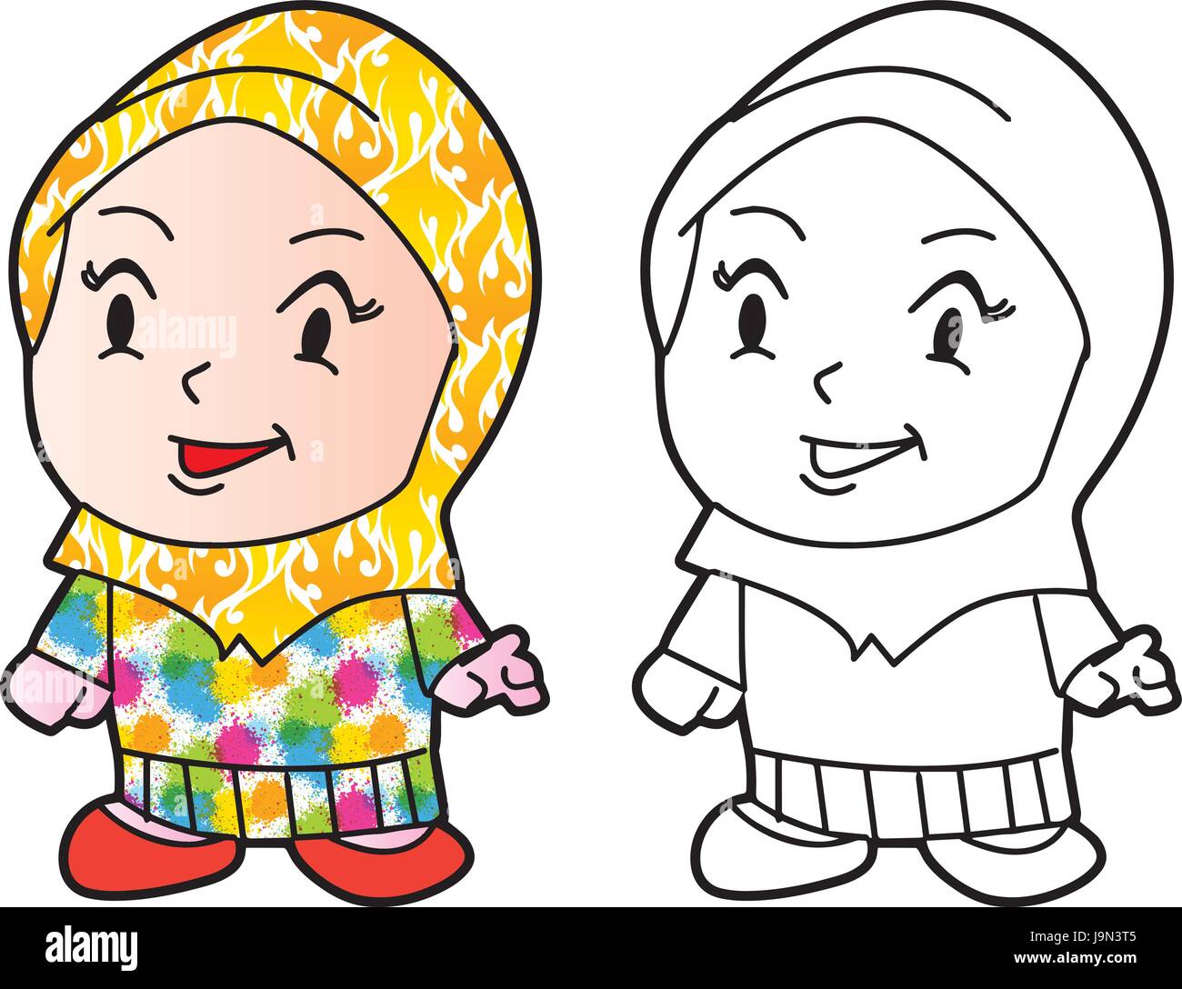 Illustration of Melayu Muslim girl. Vector Cartoon character for ...