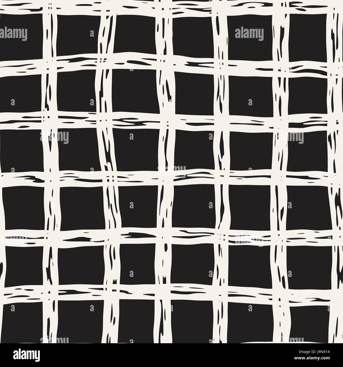 Hand drawn seamless plaid pattern. Allover pattern with ink doodle ...