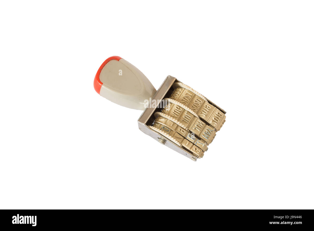Date months years stamper on a white background Stock Photo - Alamy