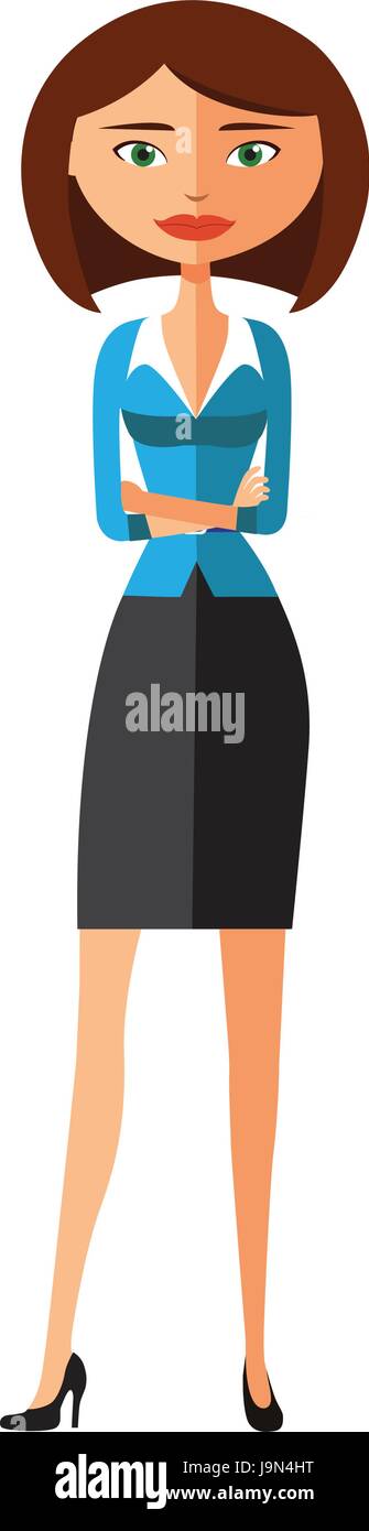 Young cartoon banker lady with crossed arms vector illustration Stock ...