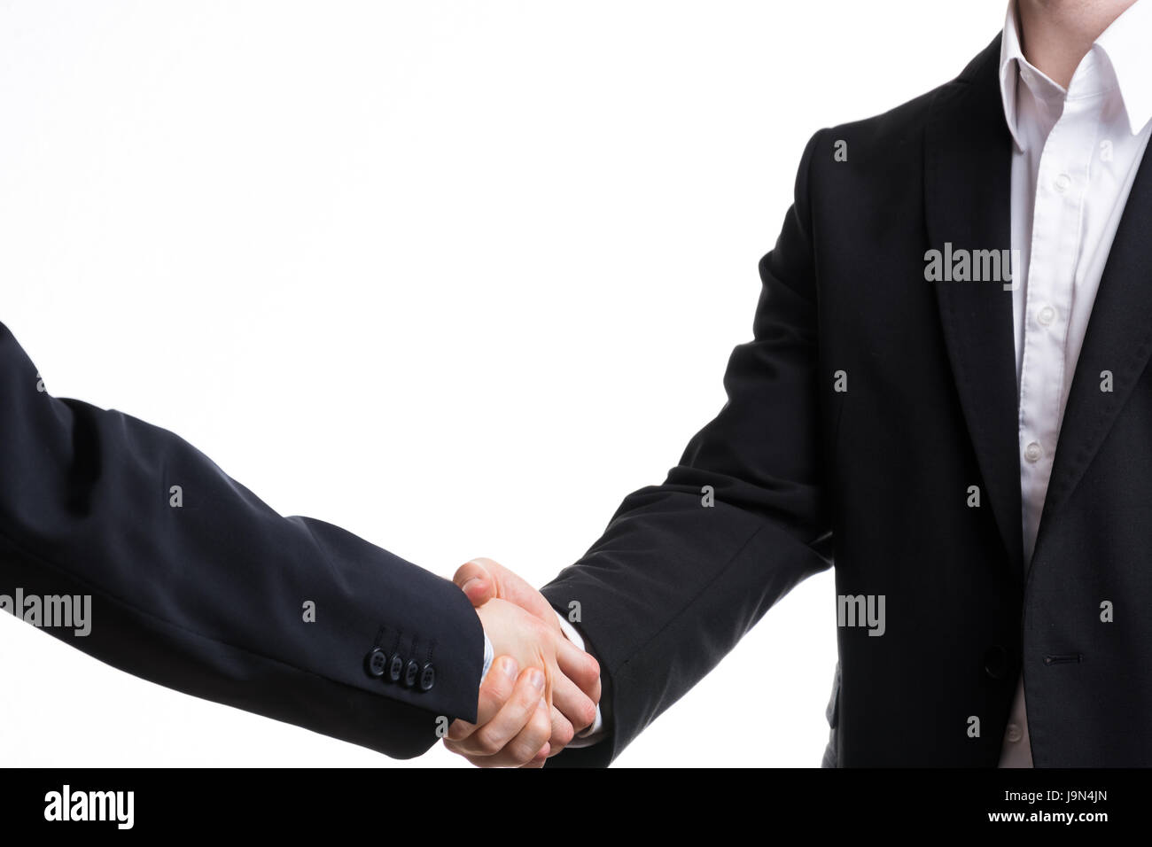 Business handshake isolated on white background Stock Photo - Alamy