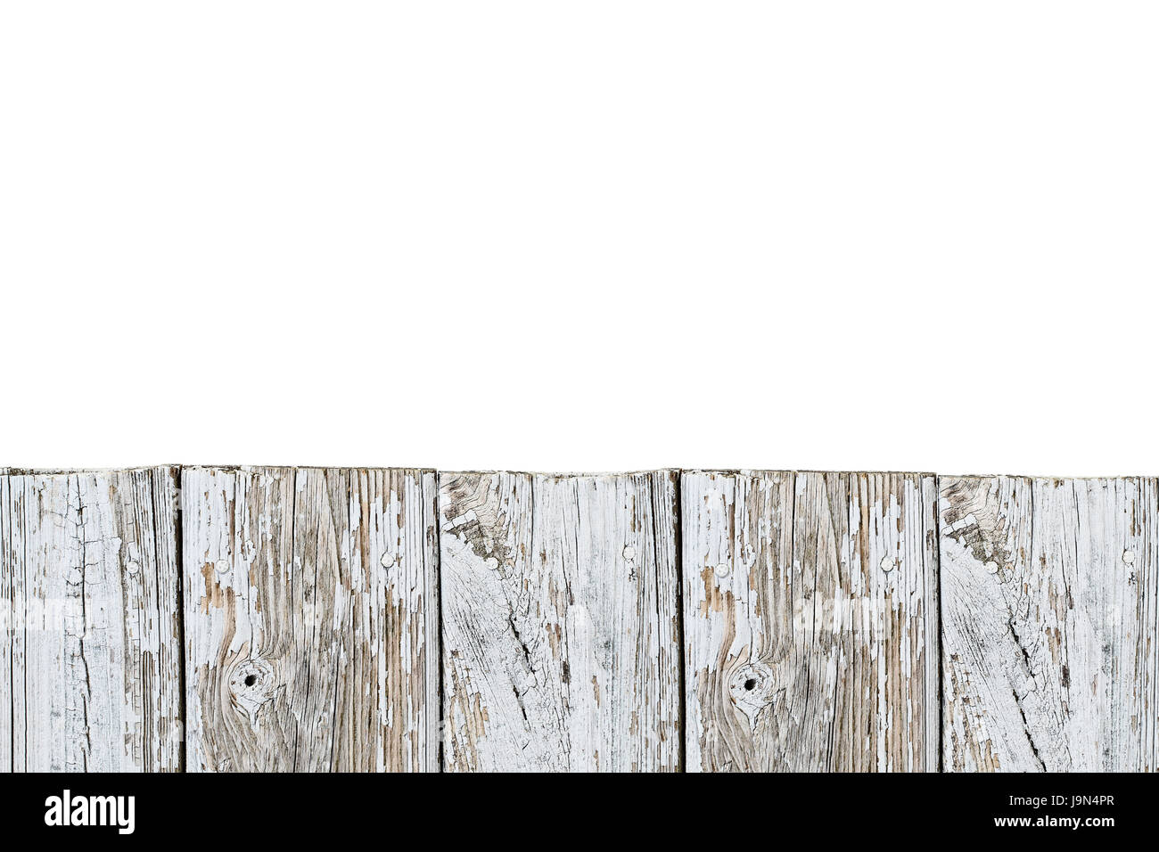 Old wood planks background with chippy paint isolated against white ...