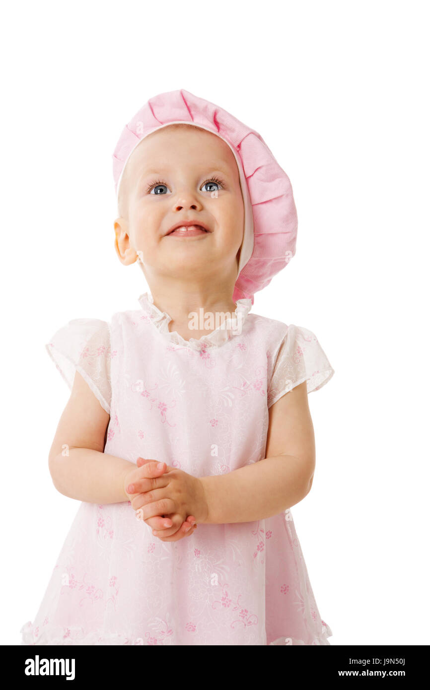 Child one year age Looking Up smiling isolated Stock Photo - Alamy