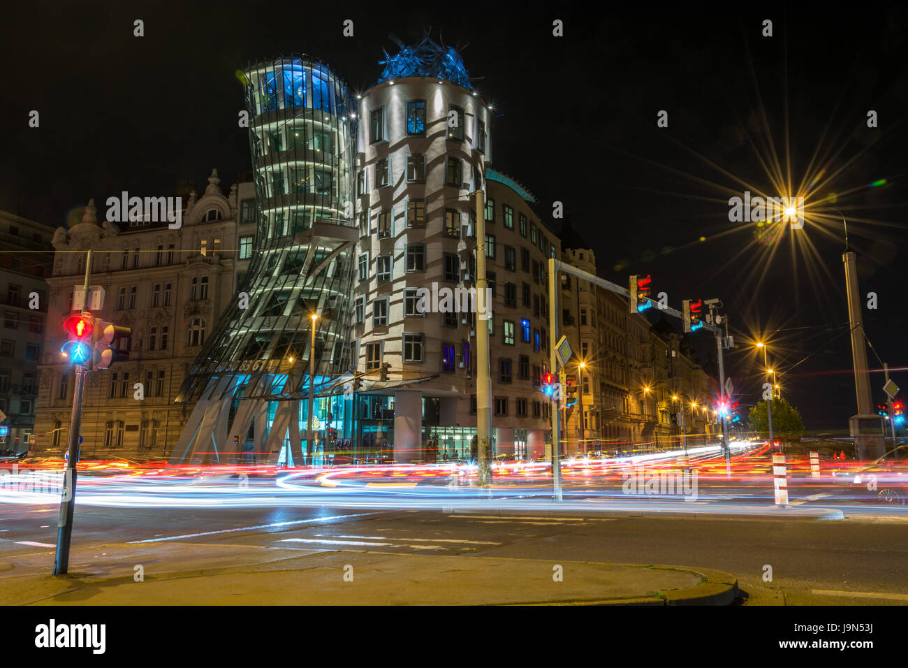 Dancing house in Prague at night Stock Photo - Alamy