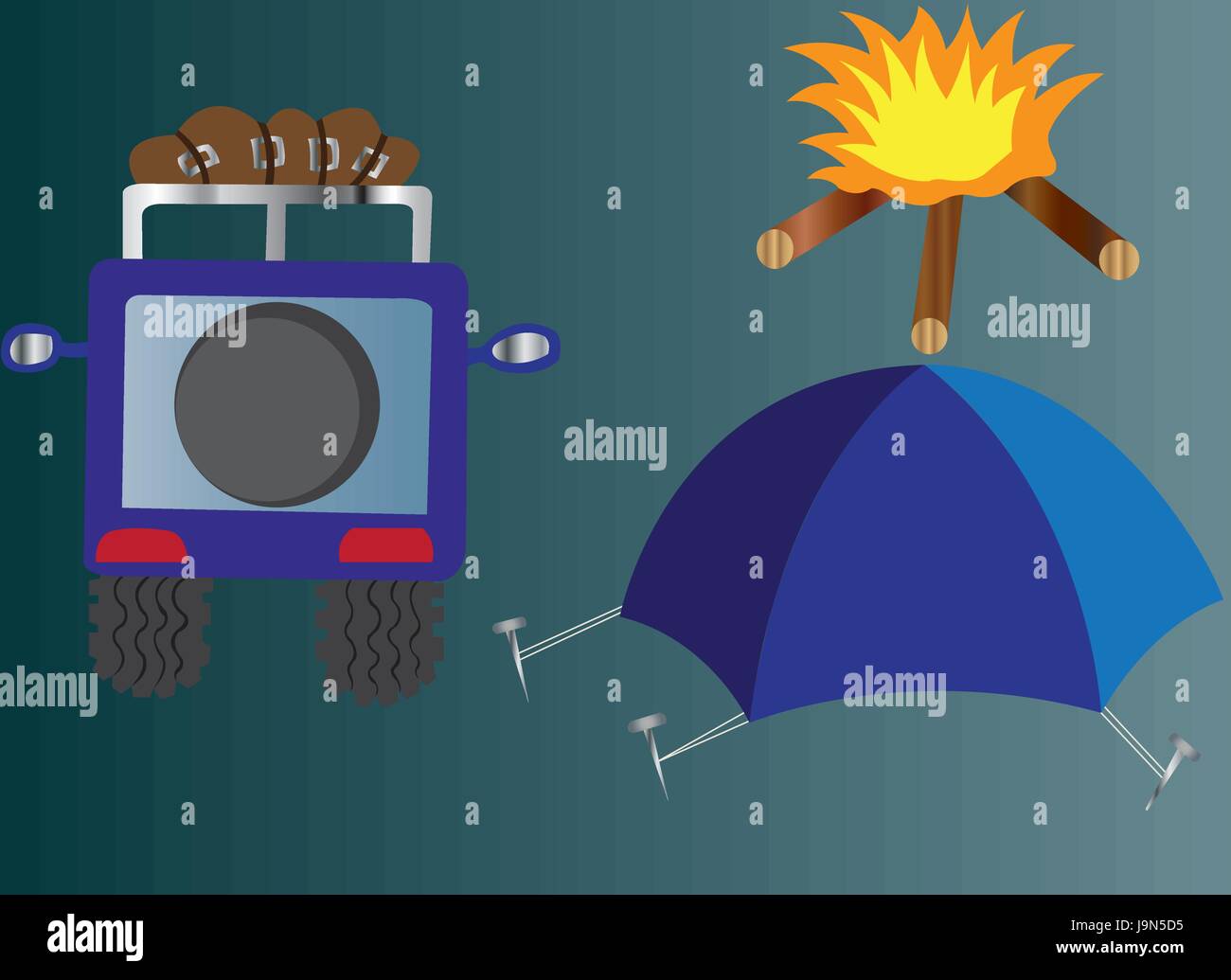 Night campfire and rv Stock Vector Images - Alamy