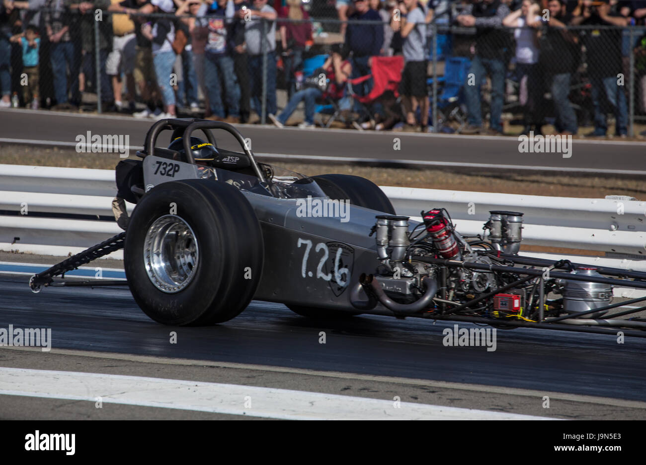 Drag racer on the line at the Redding Drags in California Stock Photo ...