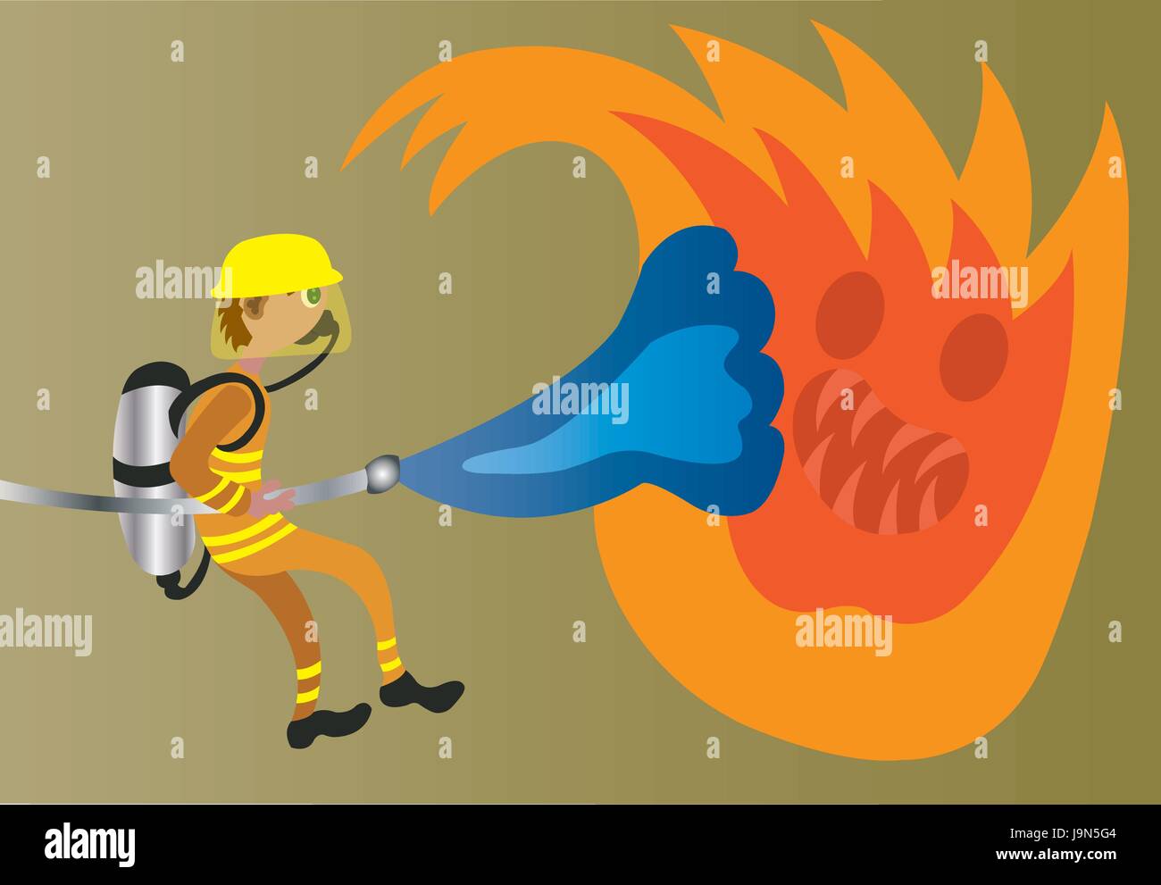 a fire-fighters struggling to put out a fierce fire Stock Vector Image ...