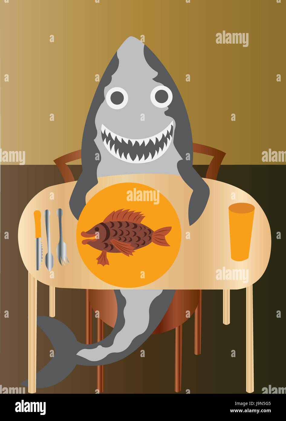 a shark taking fish for lunch Stock Vector Image & Art - Alamy
