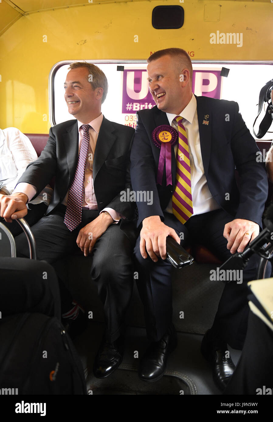 Former Ukip leader Nigel Farage (left) with local candidate Peter ...
