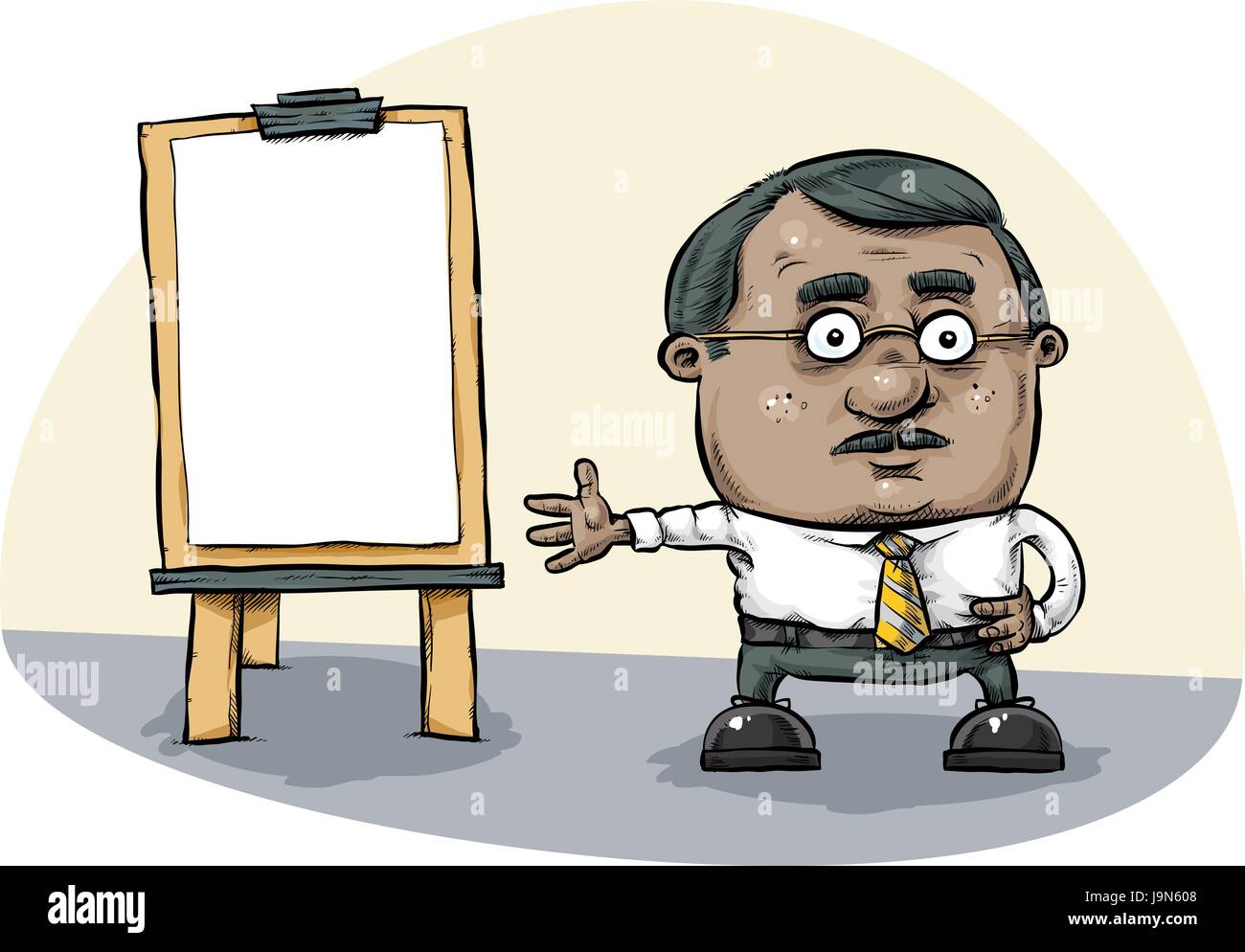 A cartoon man makes a presentation using a flipchart Stock Vector Image ...