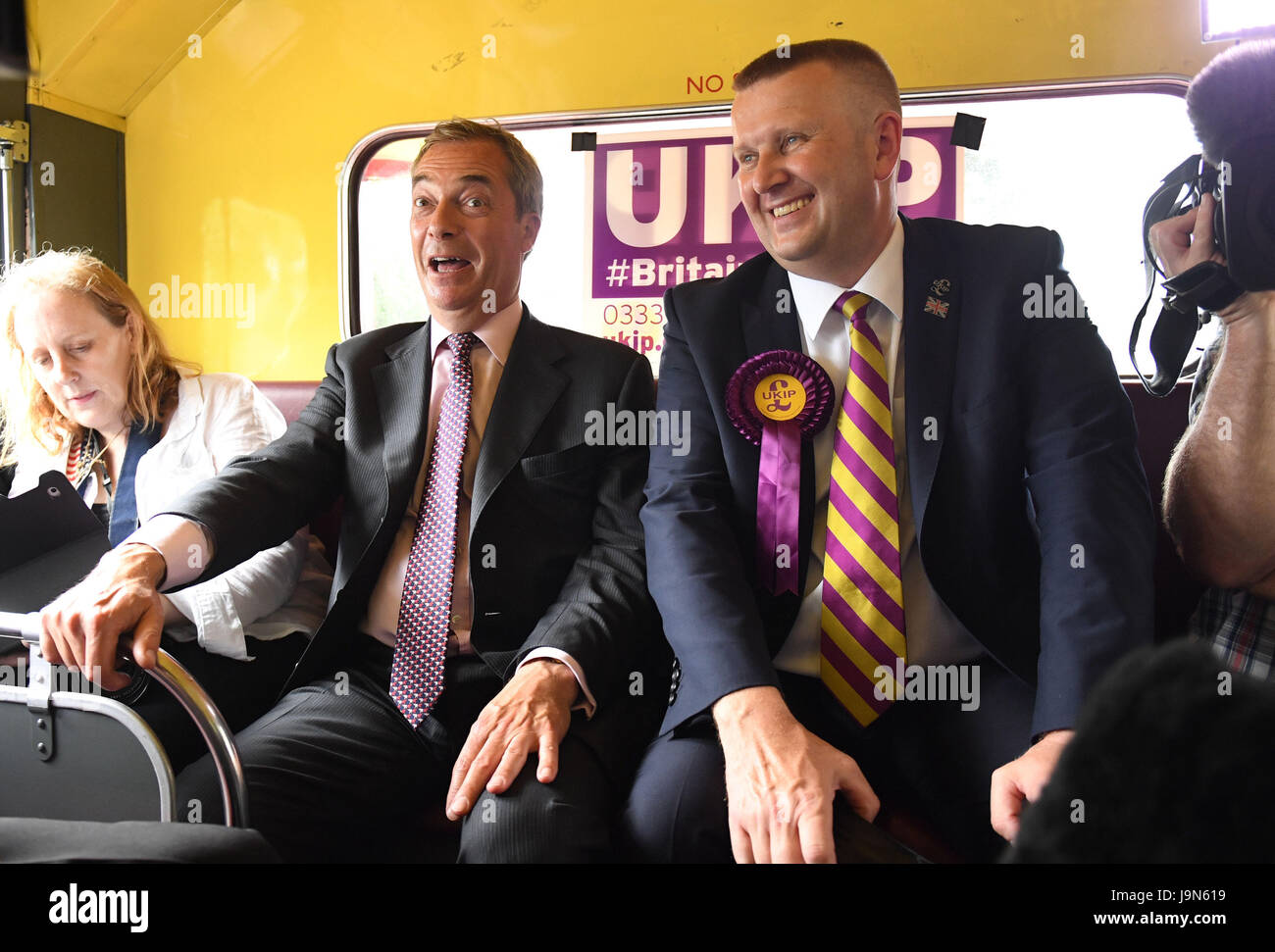 Former Ukip leader Nigel Farage with local candidate Peter Harris on ...