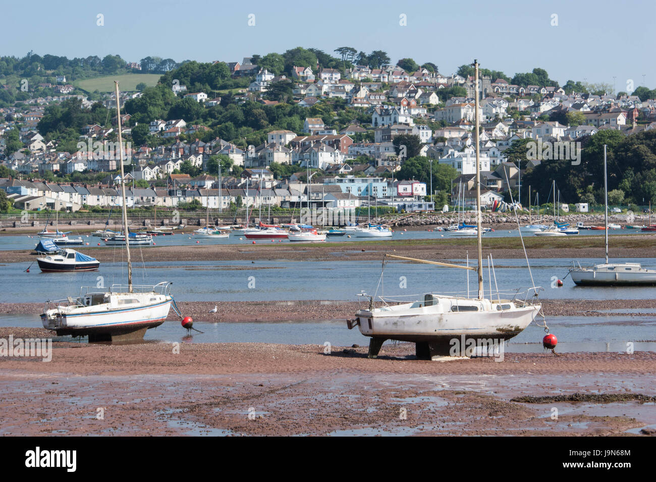 A landscape photograph of Shaldon Beach at low tide overlooking ...