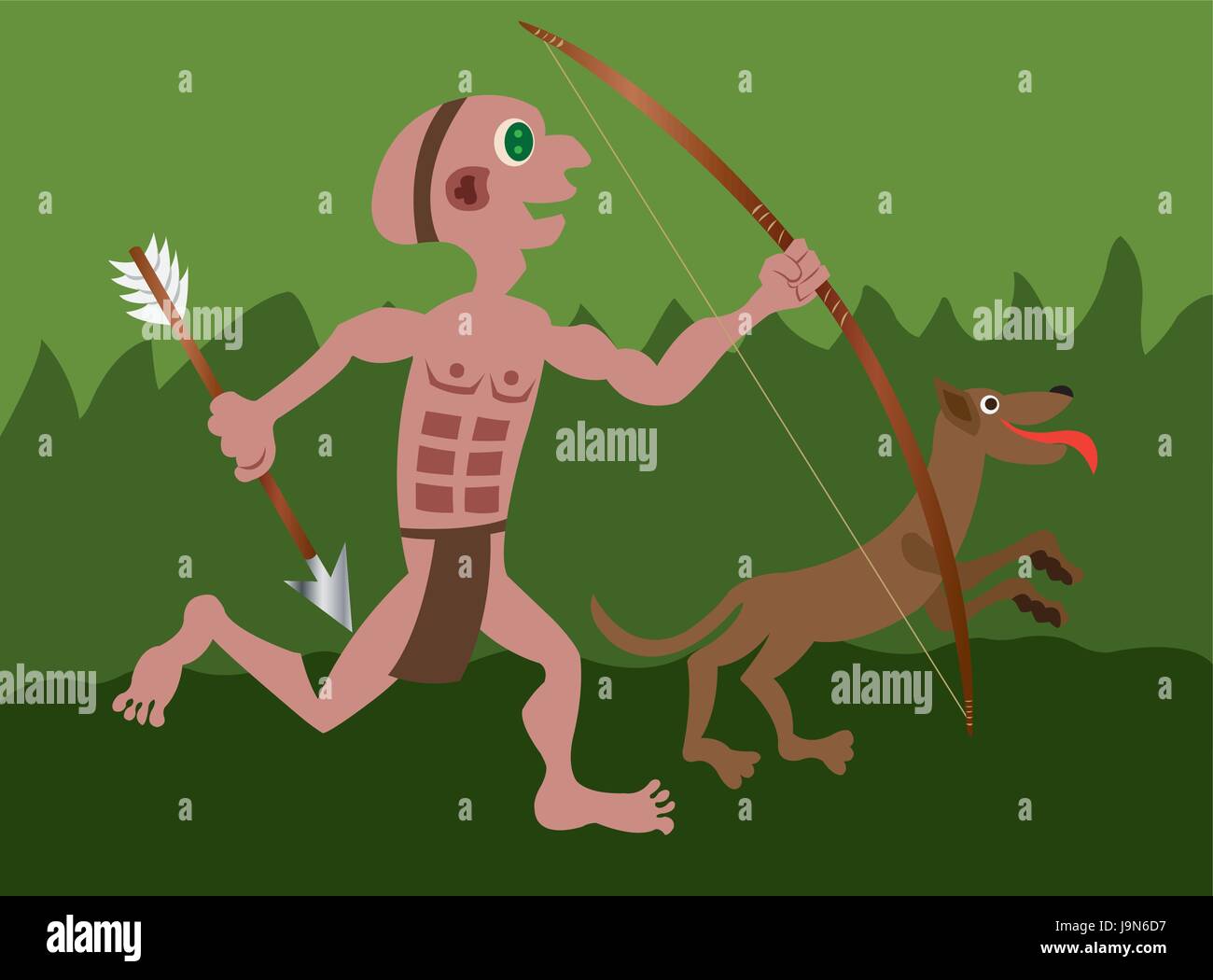 A tribesman hunting wild animals with his dog Stock Vector Image & Art ...
