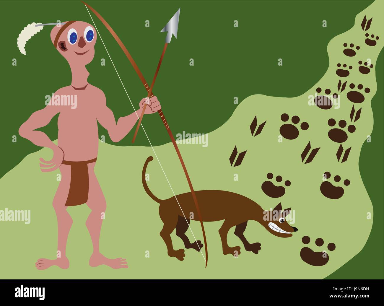A tribesman hunting wild animals with his dog Stock Vector Image & Art ...