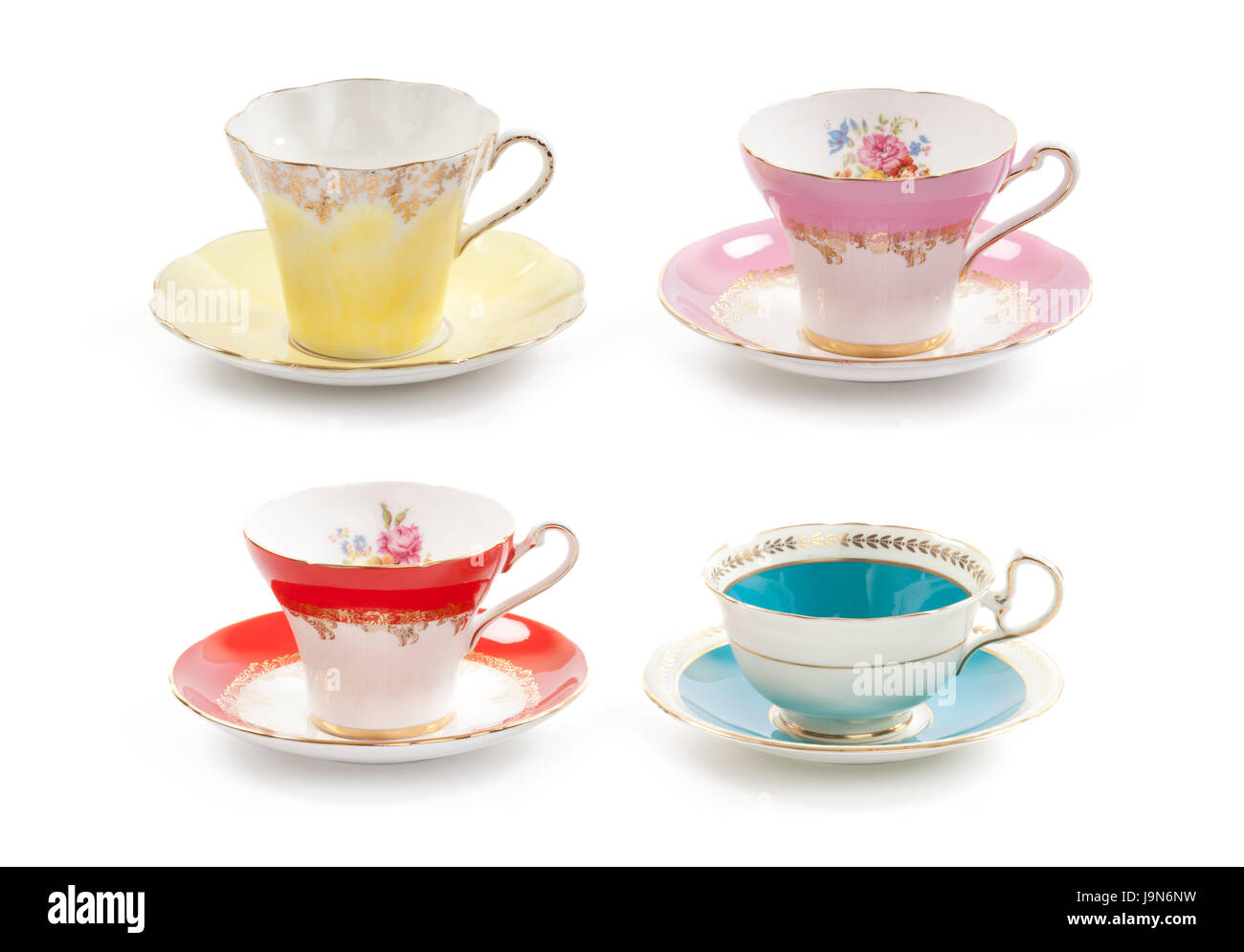 Collection of vintage tea cups Stock Photo - Alamy