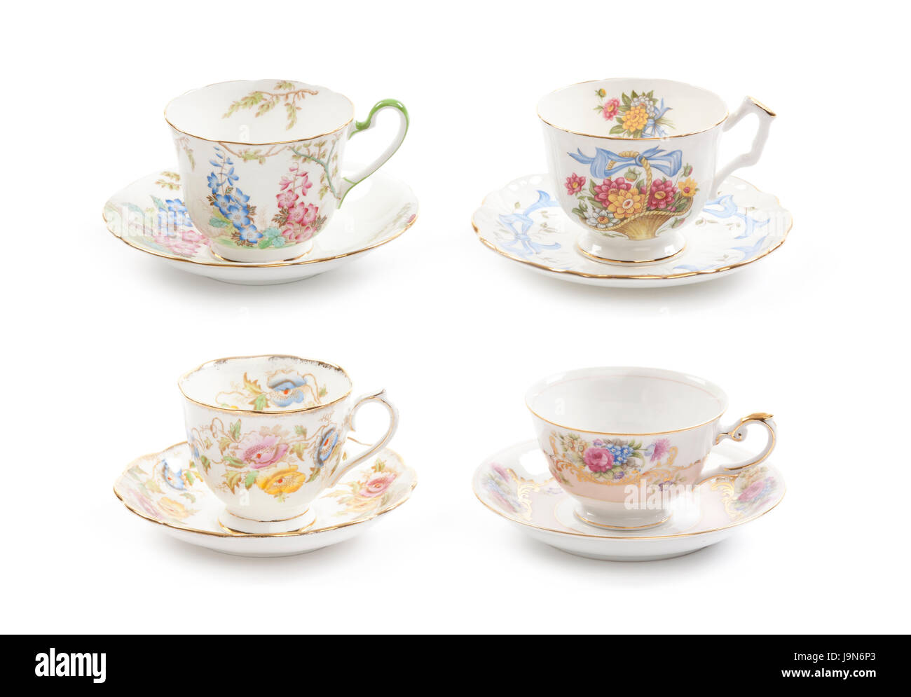 Collection of vintage tea cups Stock Photo - Alamy