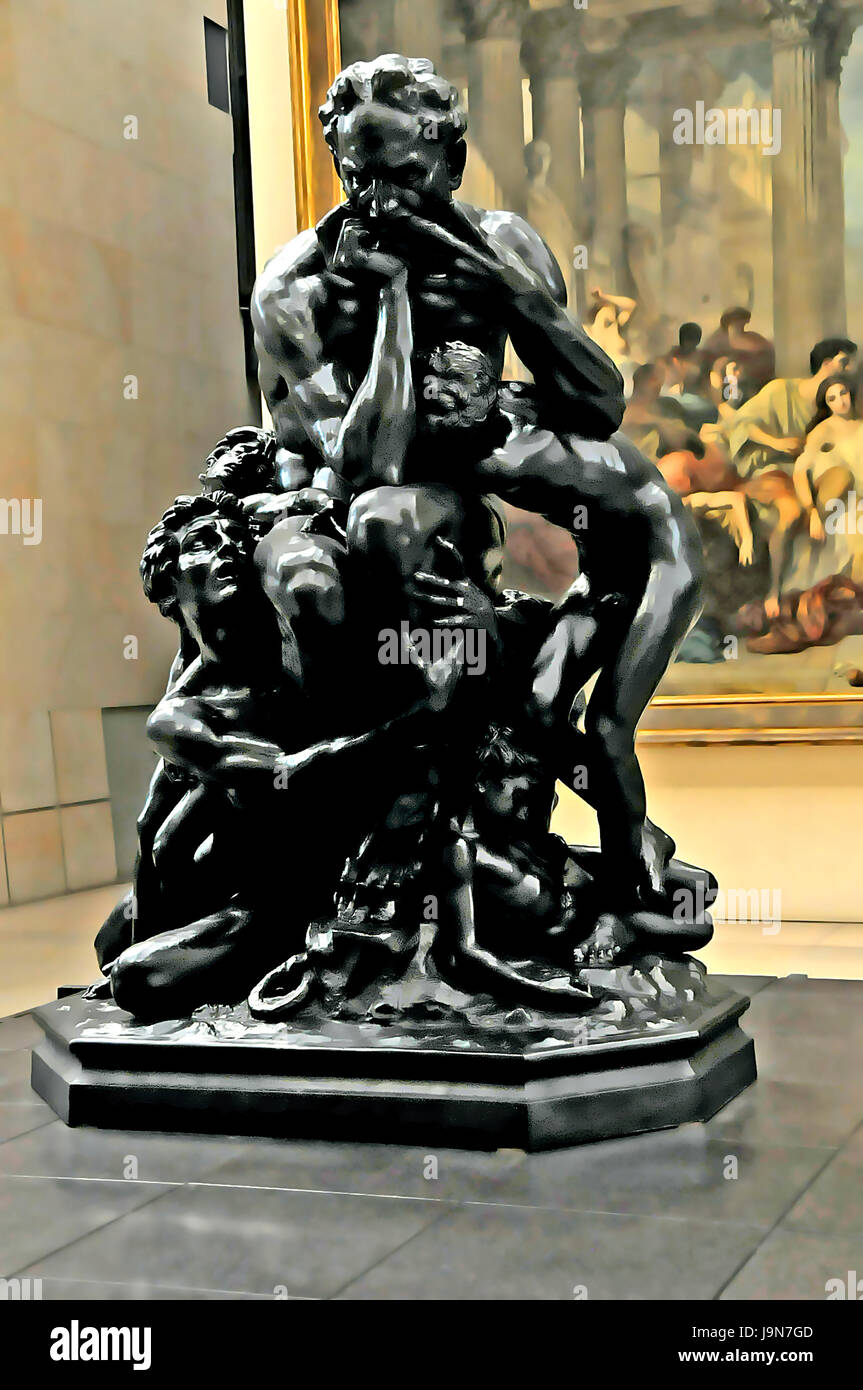 Statue - Man and Slaves, at the Musee d'Orsay in Paris, France on 9/26 ...